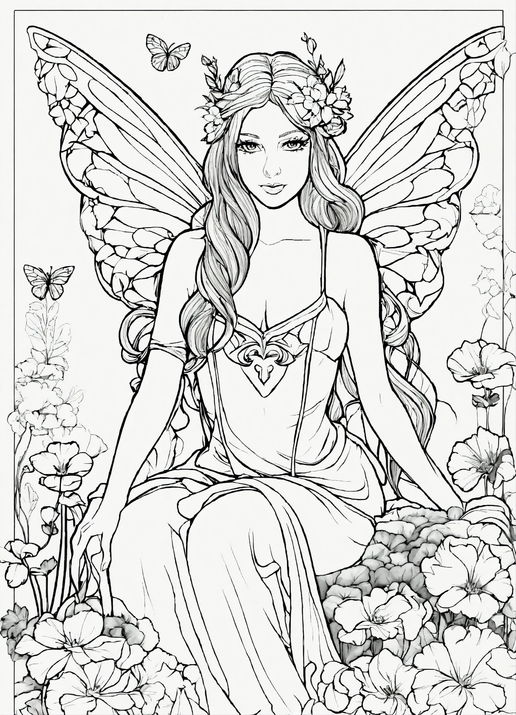 Lexica - The fairy coloring page cartoon is simple, with bold precise ...