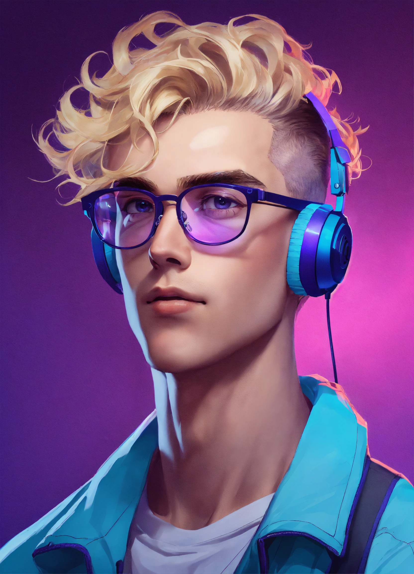 Lexica - A male gaming streamer, blonde hair, clean shaved, short wavy ...