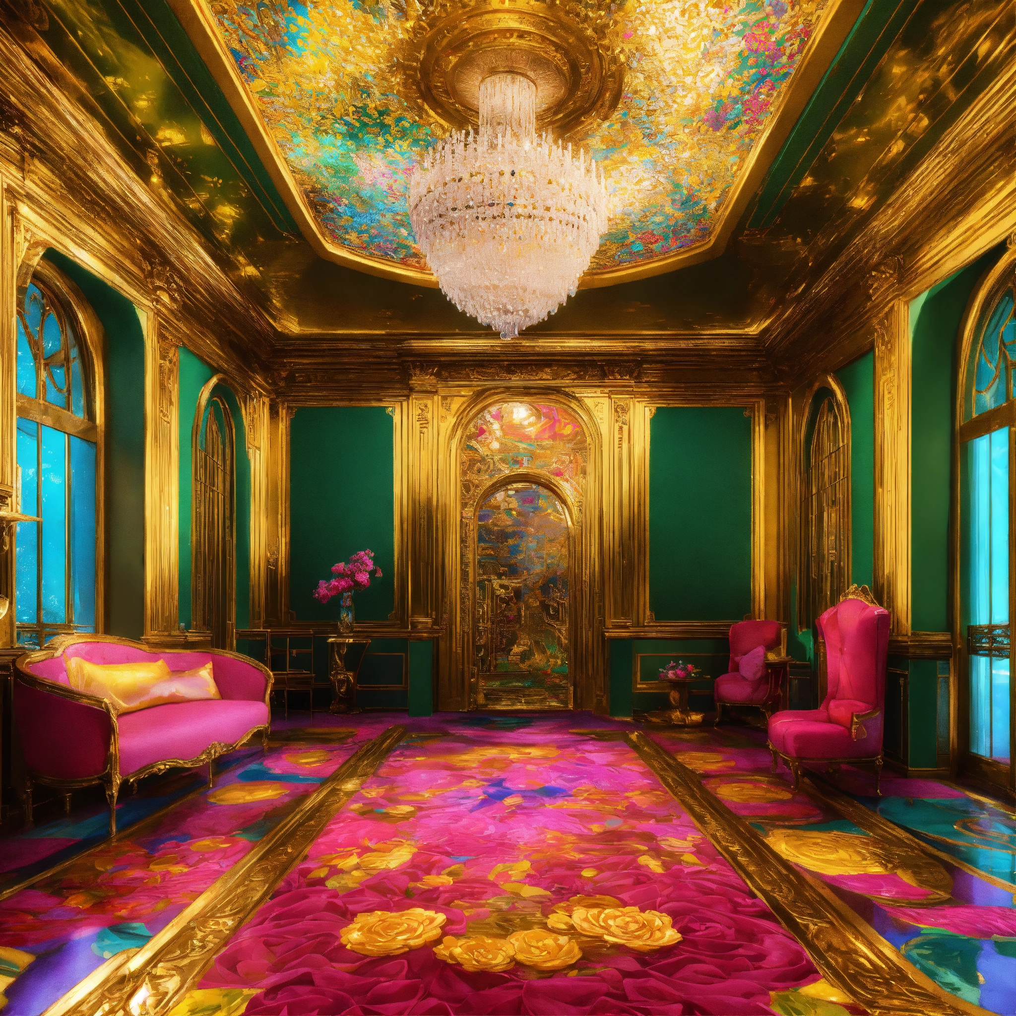 Lexica - Futuristic beautiful French mansion interior glamorous ...