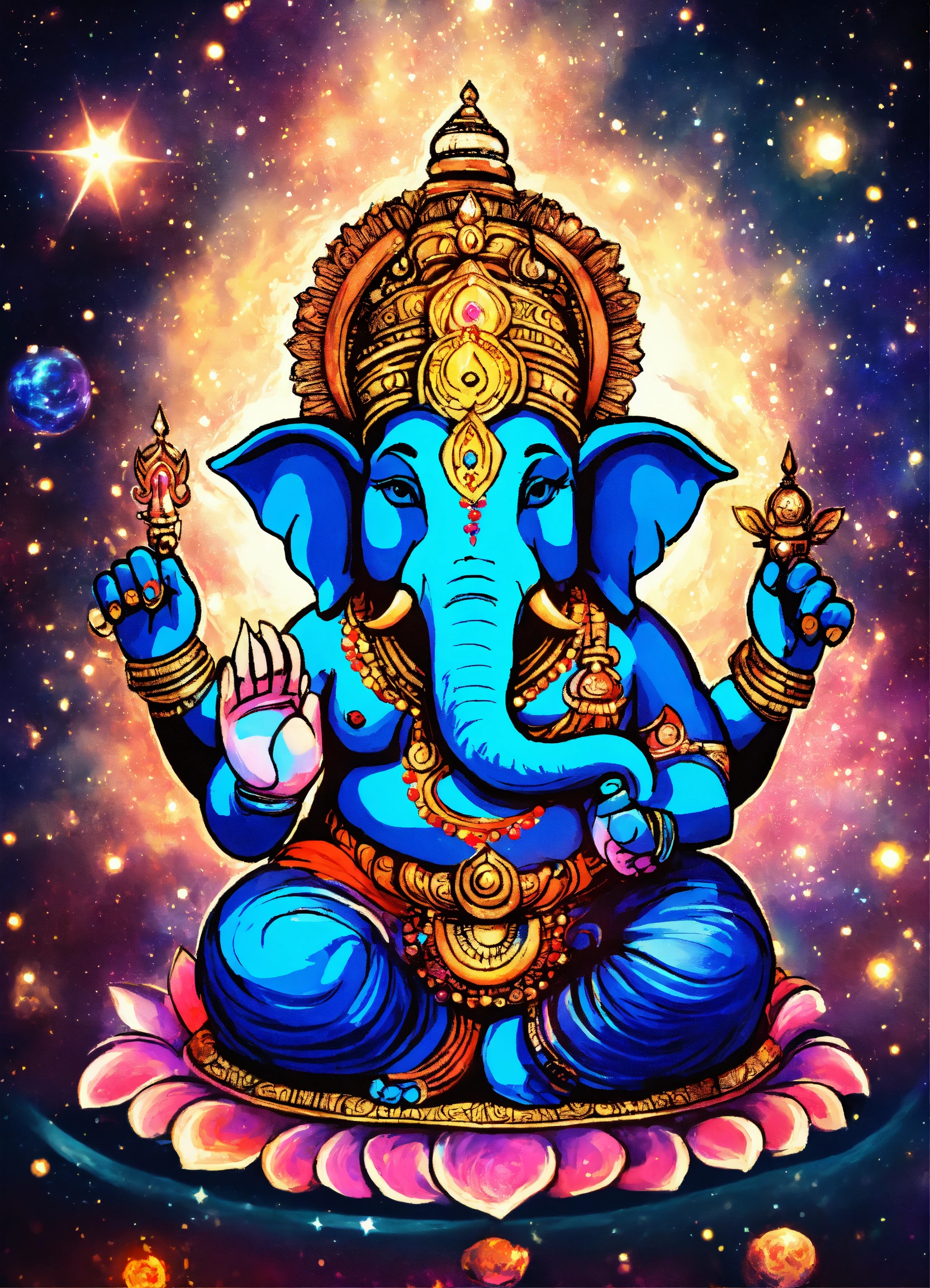 Lexica - Indian god ganesha doodle art , the whole world is beneath him ...