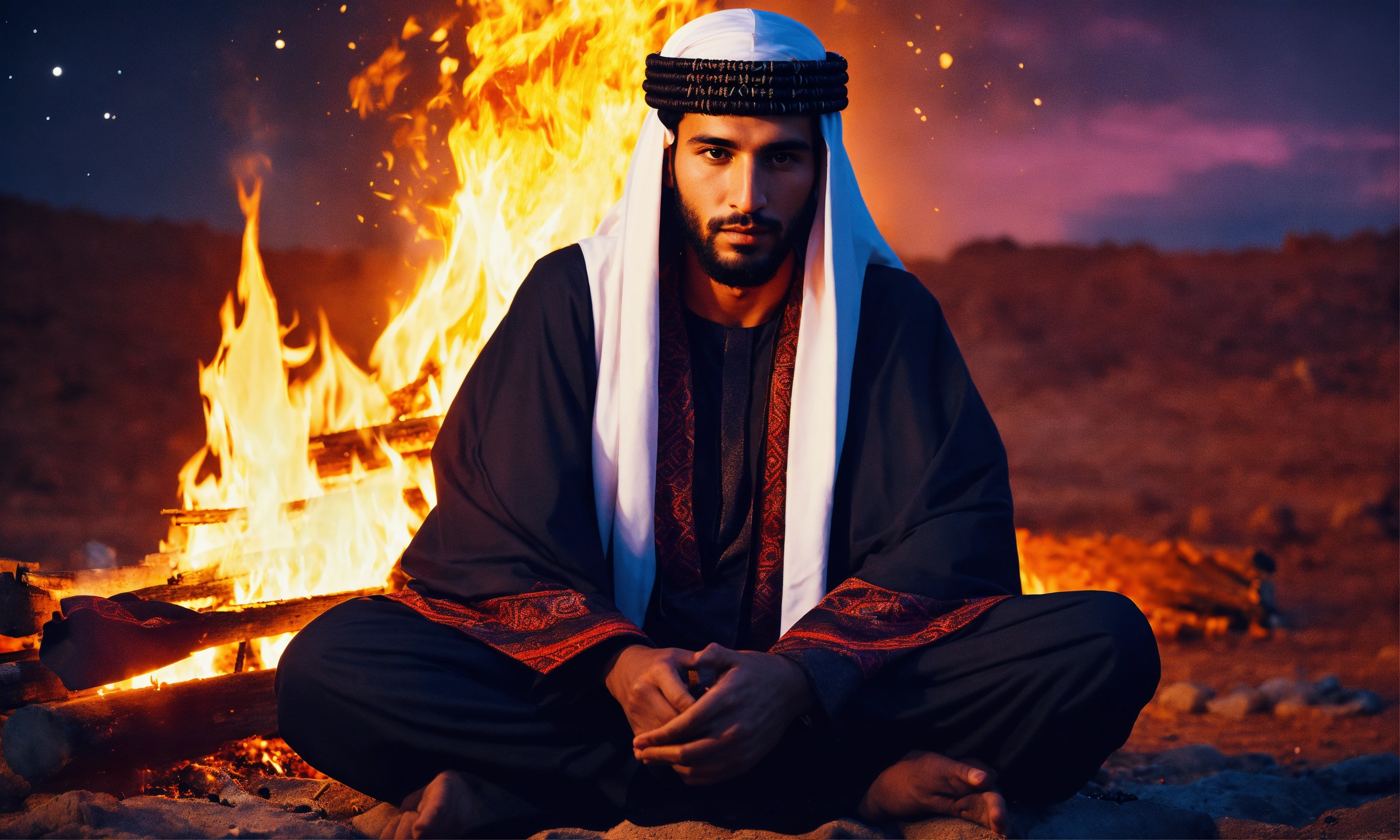 Lexica - Digital art portrait of a young handsome Arabic tribal high ...