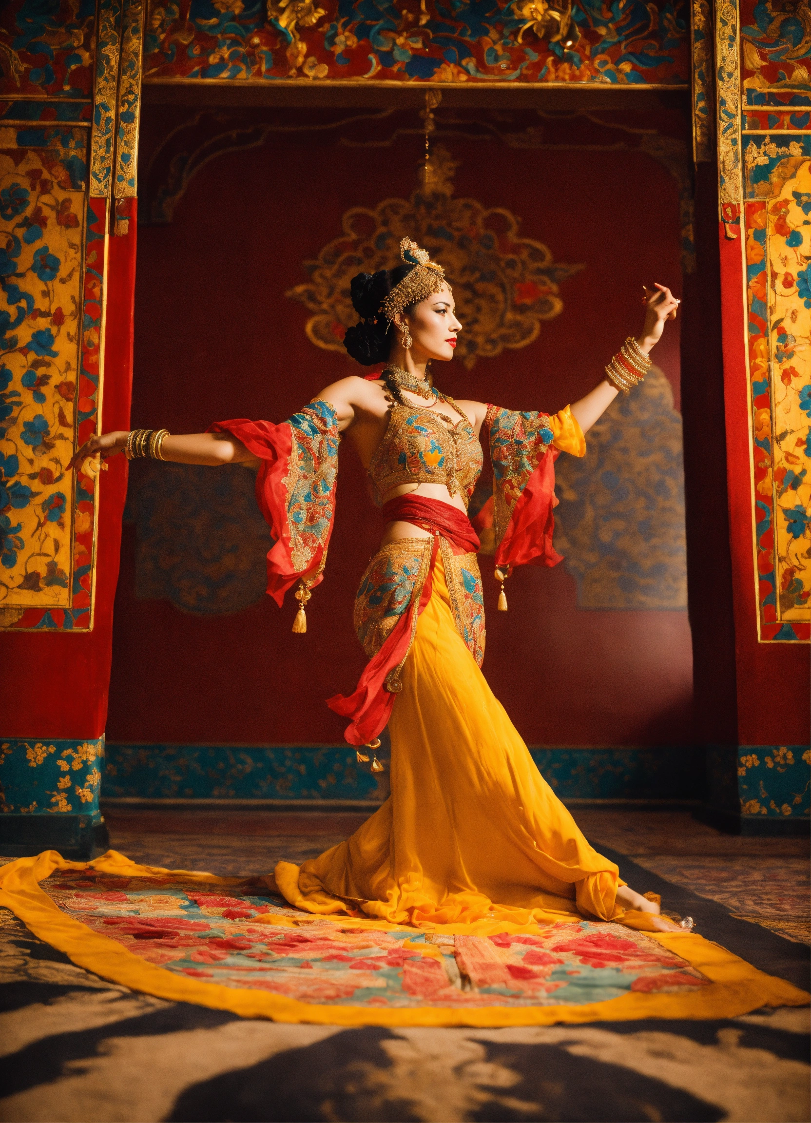 Lexica - Photo portrait of odalisque dancing in oriental palace