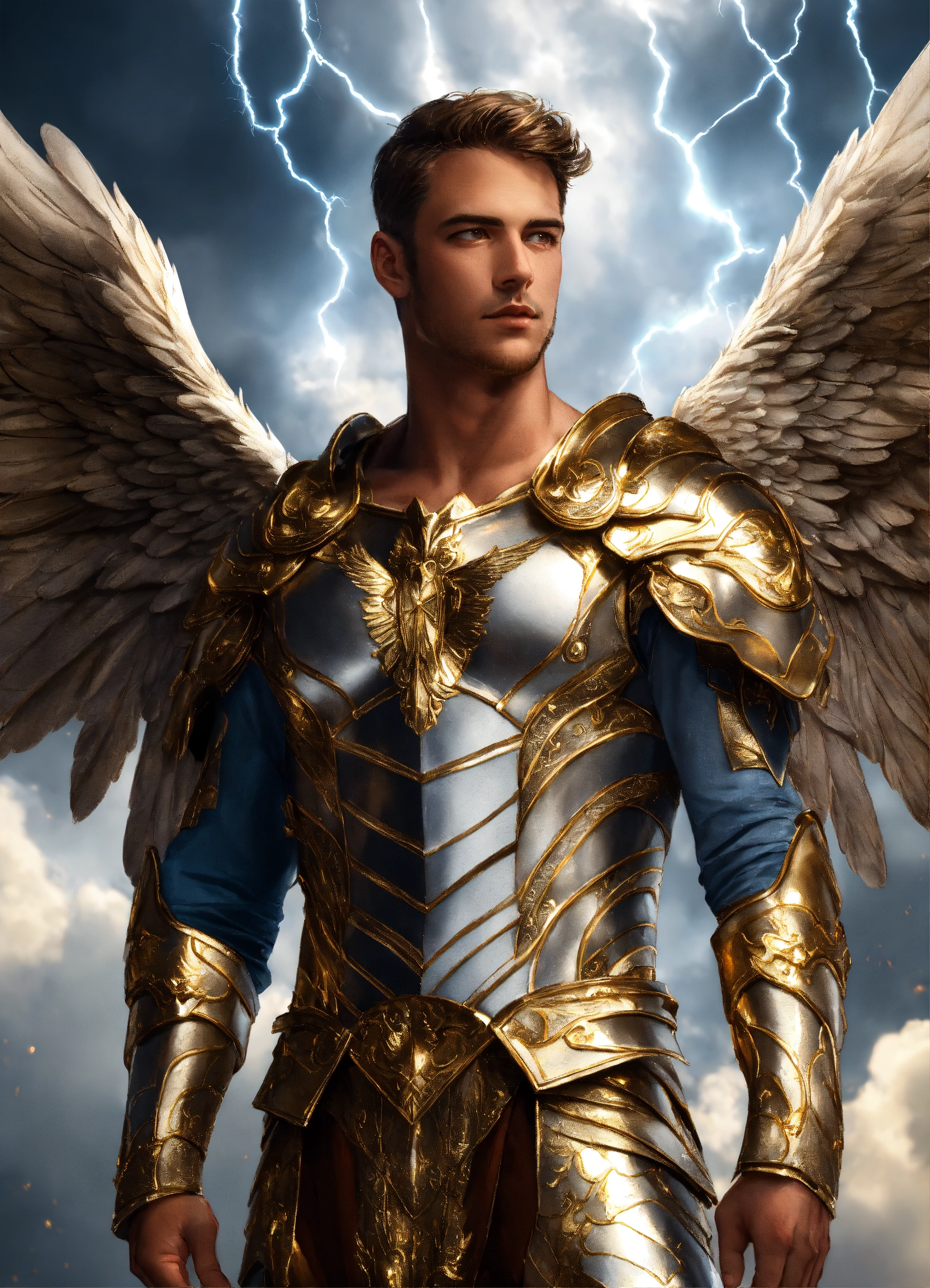 Lexica - Full body strong handsome white male god angel with wings ...