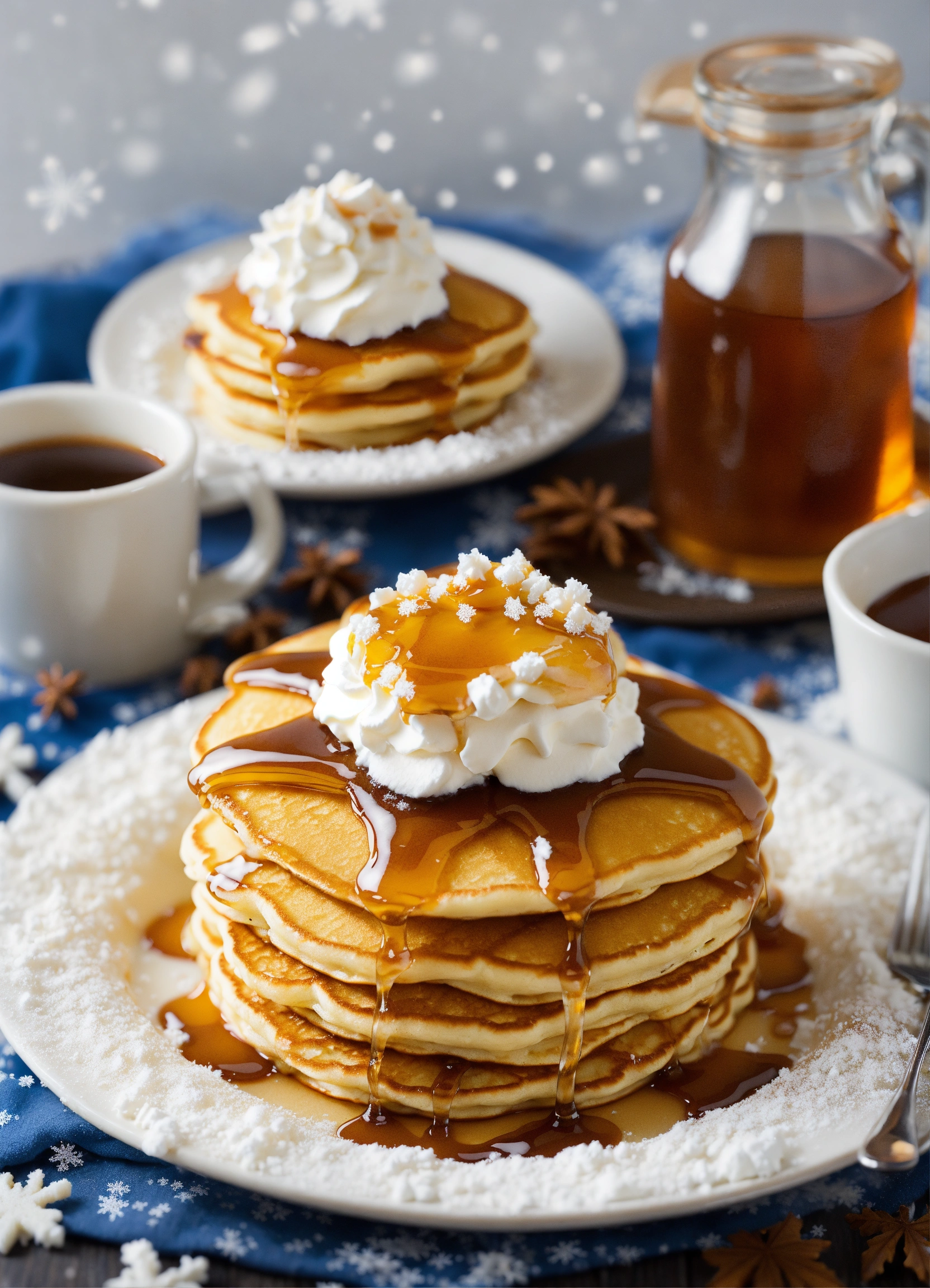 Lexica - Snowflake Pancake Stacks Fluffy pancakes served with snowflake ...