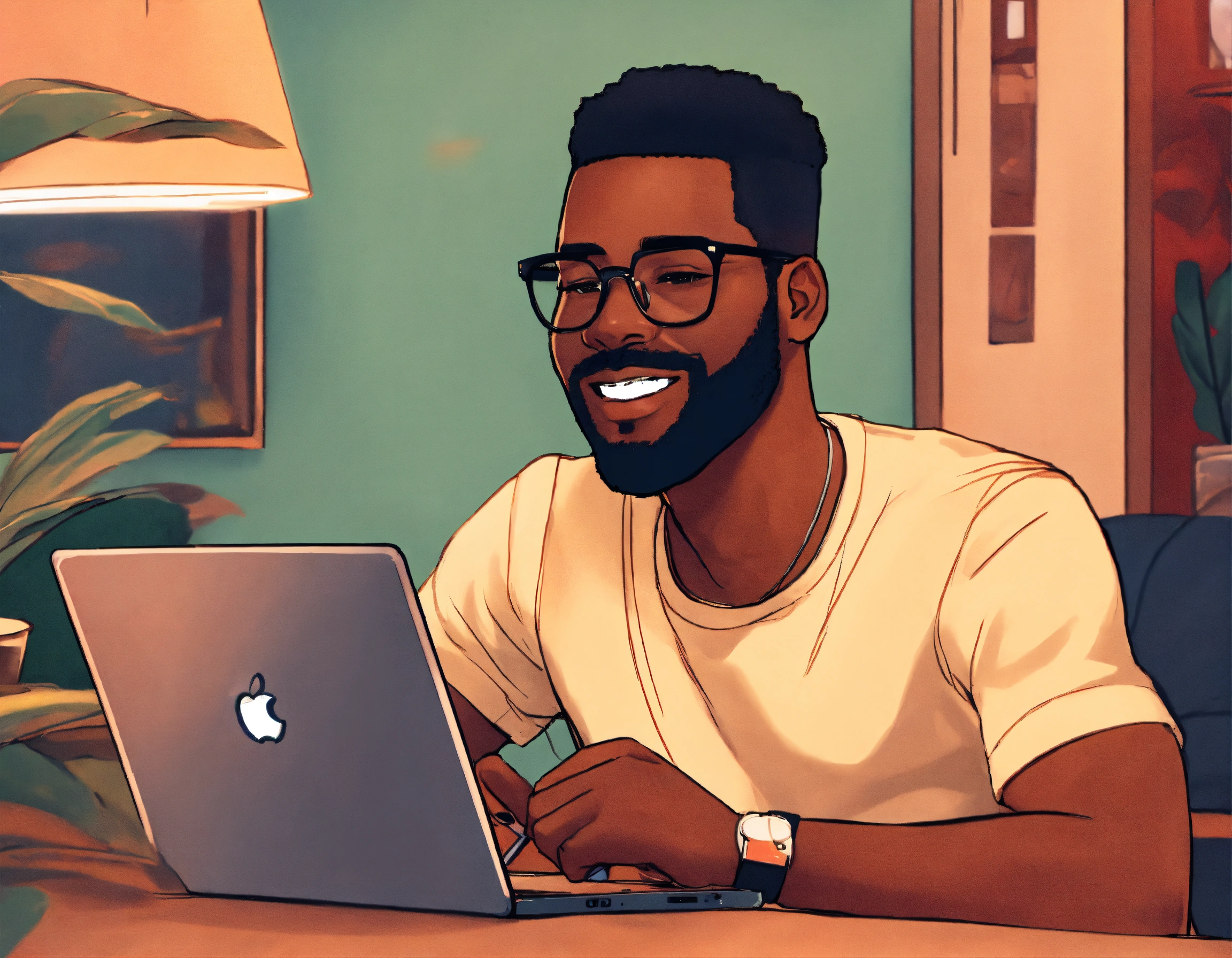 Lexica - A animated African American man on facetime.