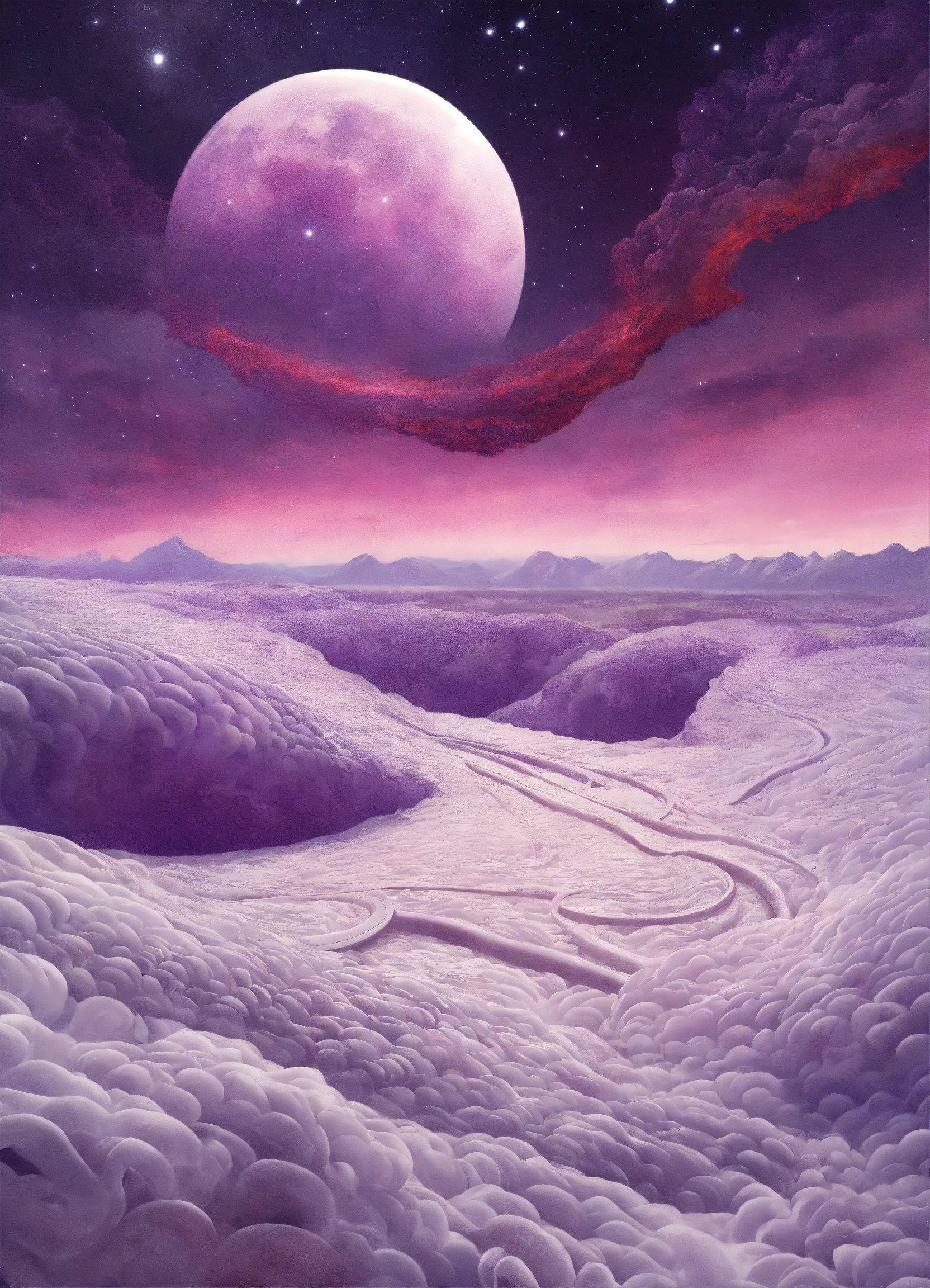 Lexica - A purple celestial serpent traversing through an all-white ...