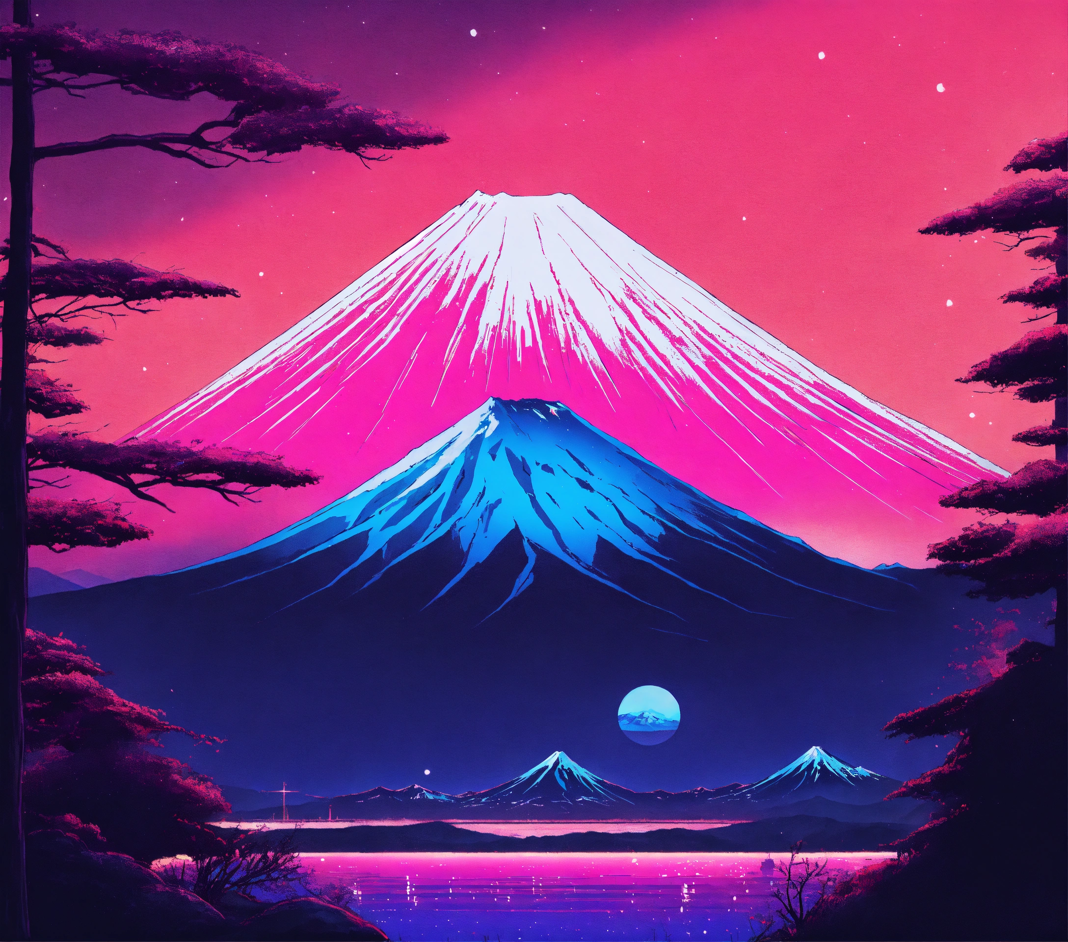 Lexica - Synthwave style snowy fuji yama future