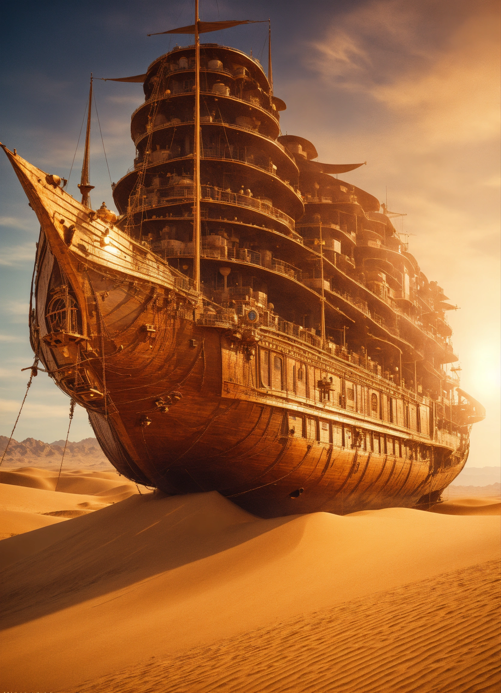 Lexica - The ship is moving forward, creating waves in the sandy sea ...