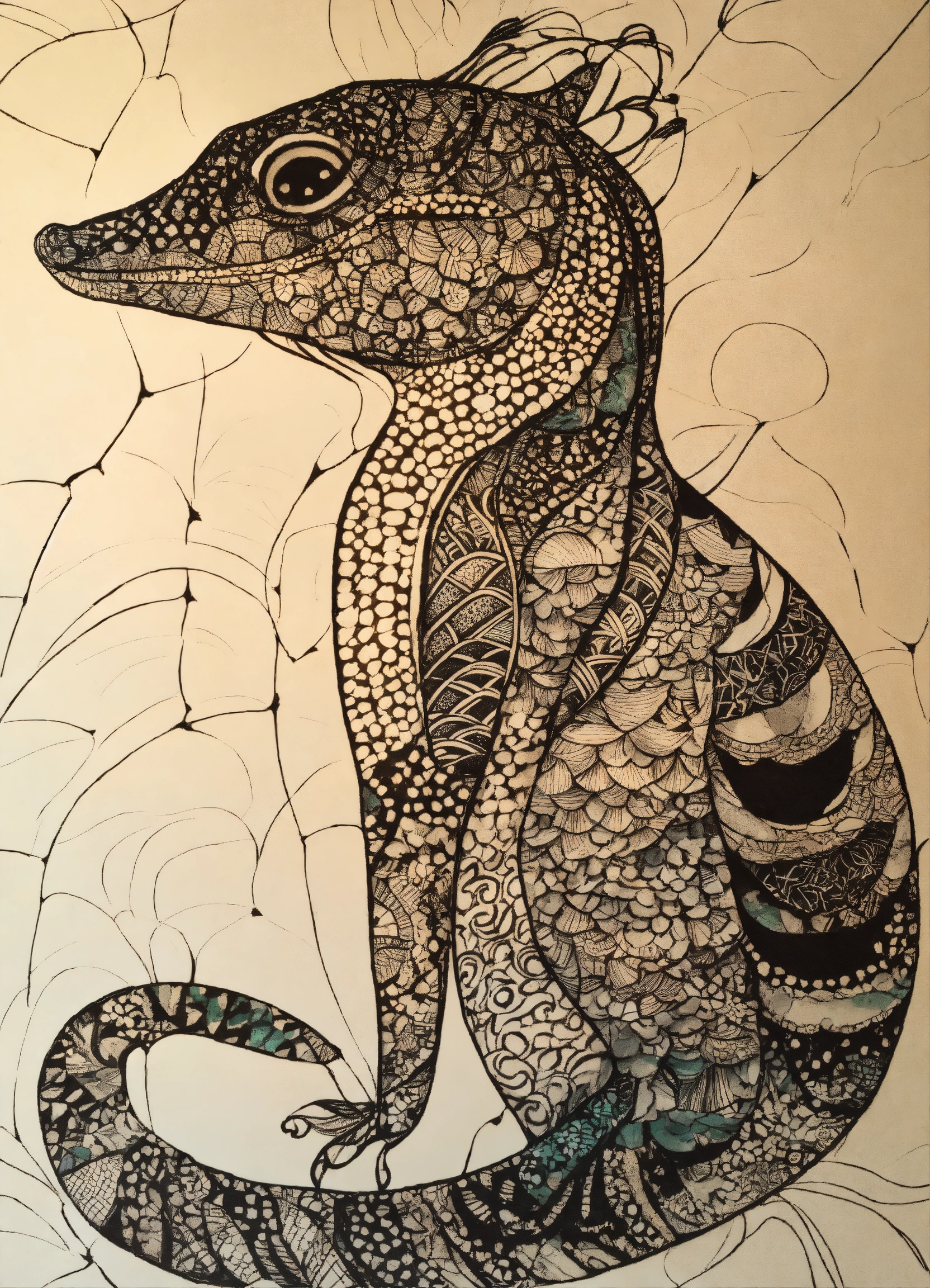 Lexica - Zentangle, style inspired by Ogata Gekko