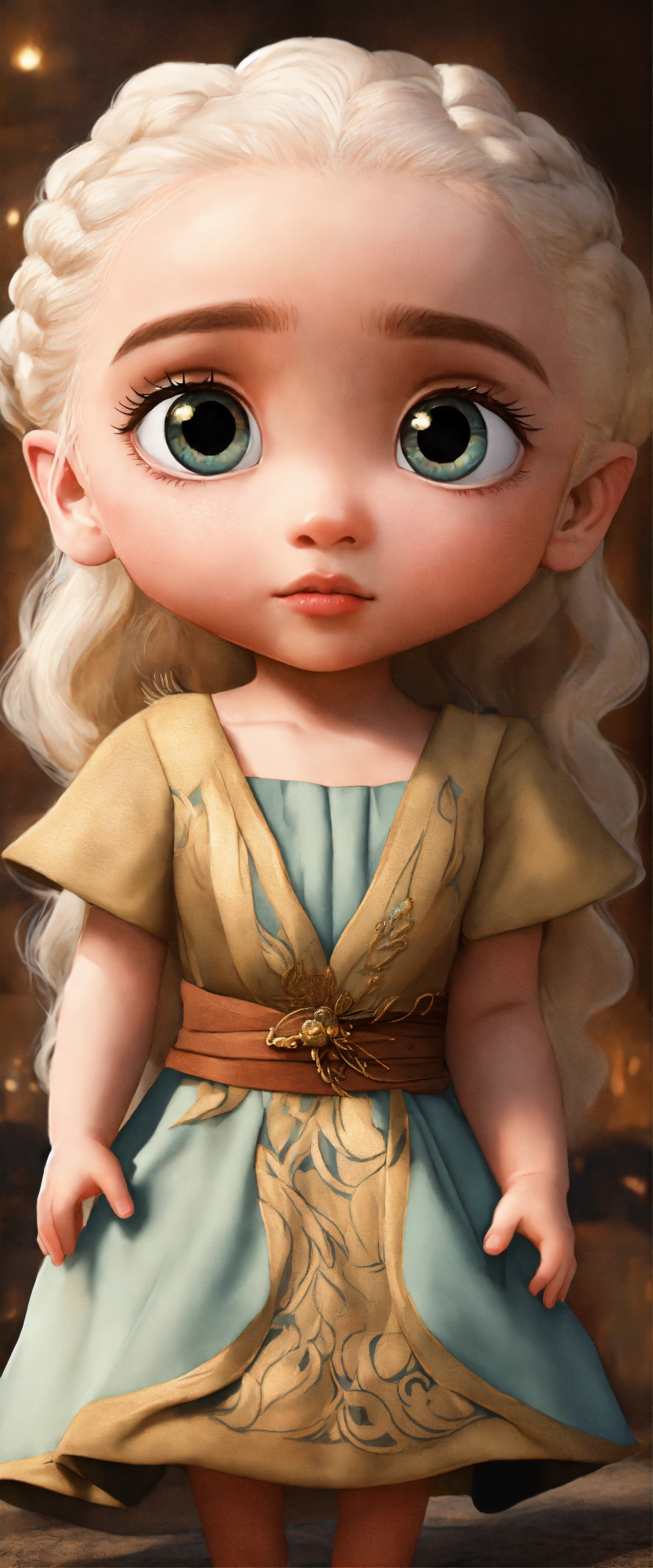 Lexica - Daenerys Targaryen as a cute baby cartoon, big eyes Ultra realist