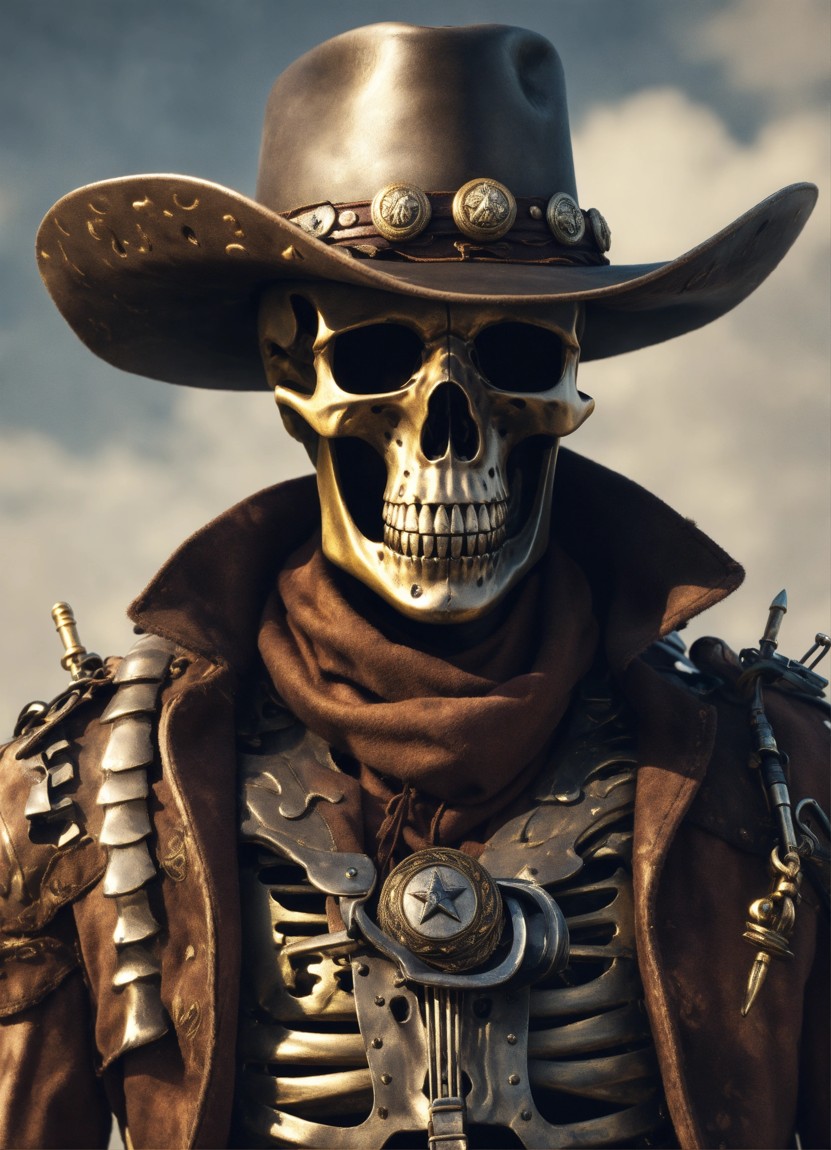 Lexica - A western skeleton sherrif. He is made of metal. He wears a ...