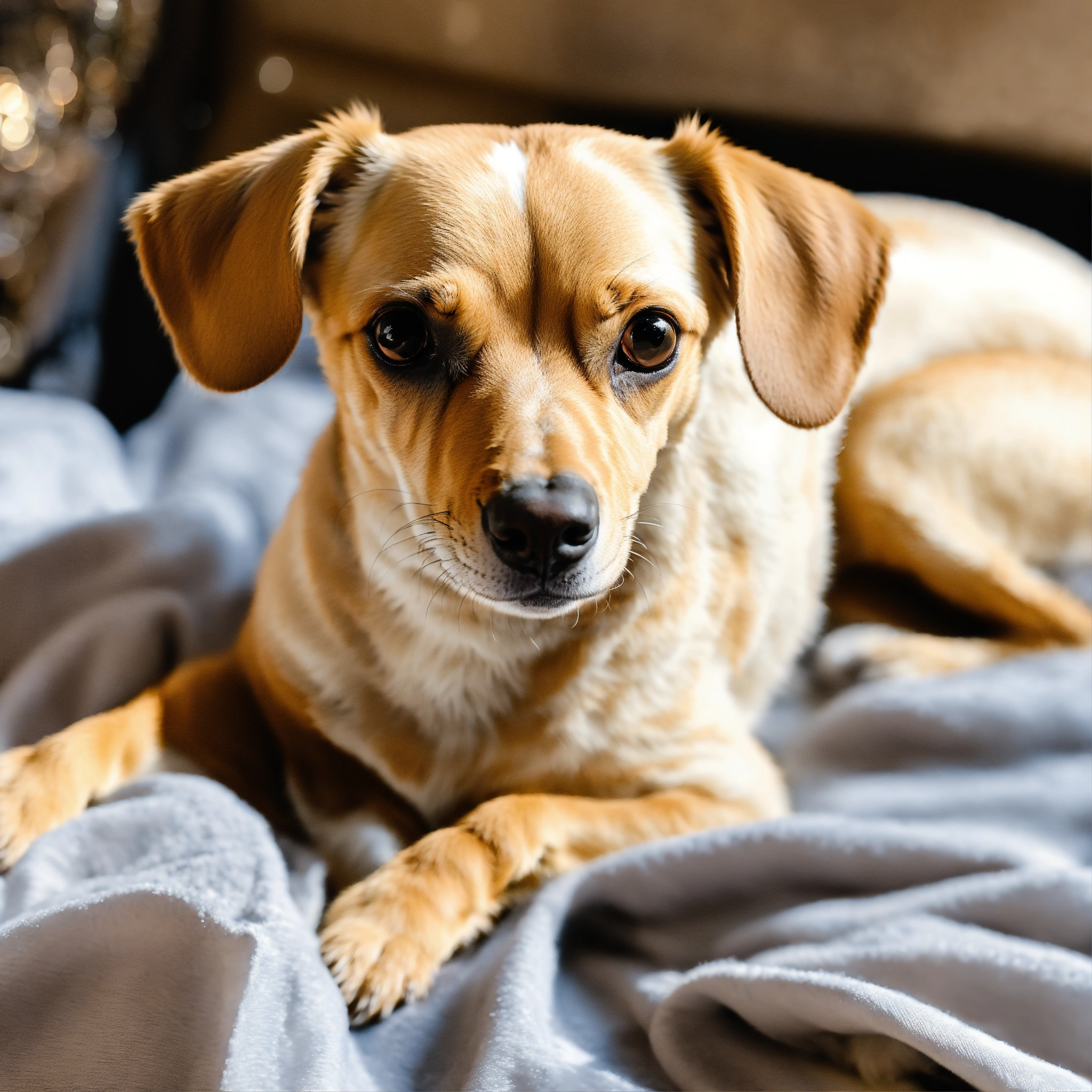 Lexica - Watercolor with light colors of a tan chiweenie with a white ...