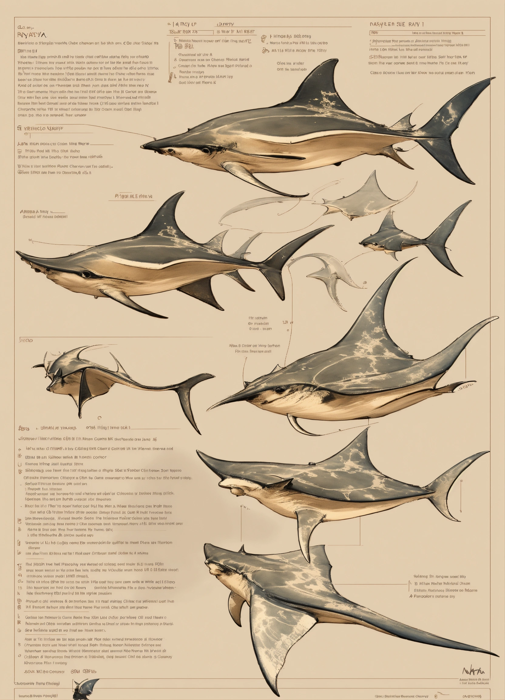 Lexica - Manta ray, character sheet, character design, chart, reference ...