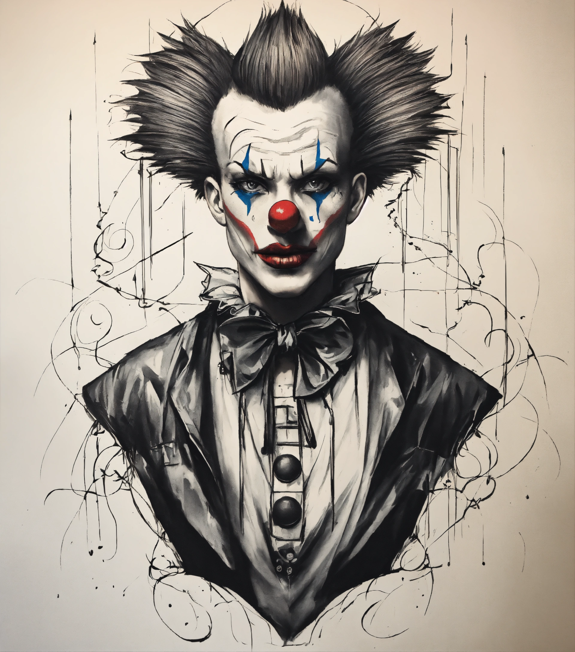 Lexica - Tattoo design, punk clown, simple design on white background ...