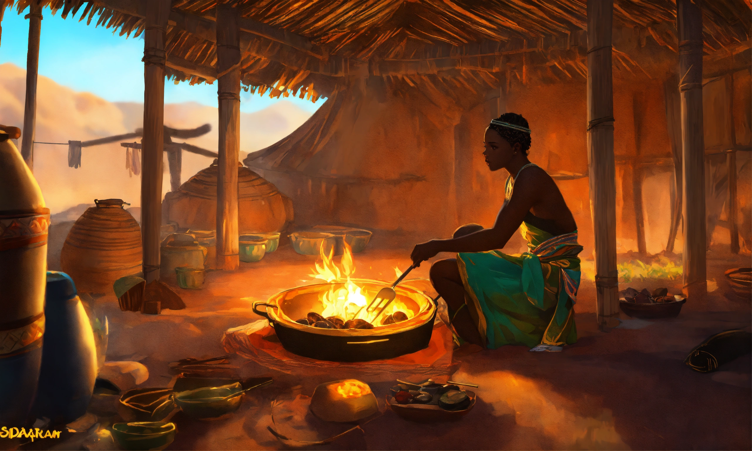 Lexica - Inside african tribal hut, basic utensils and cooking ...