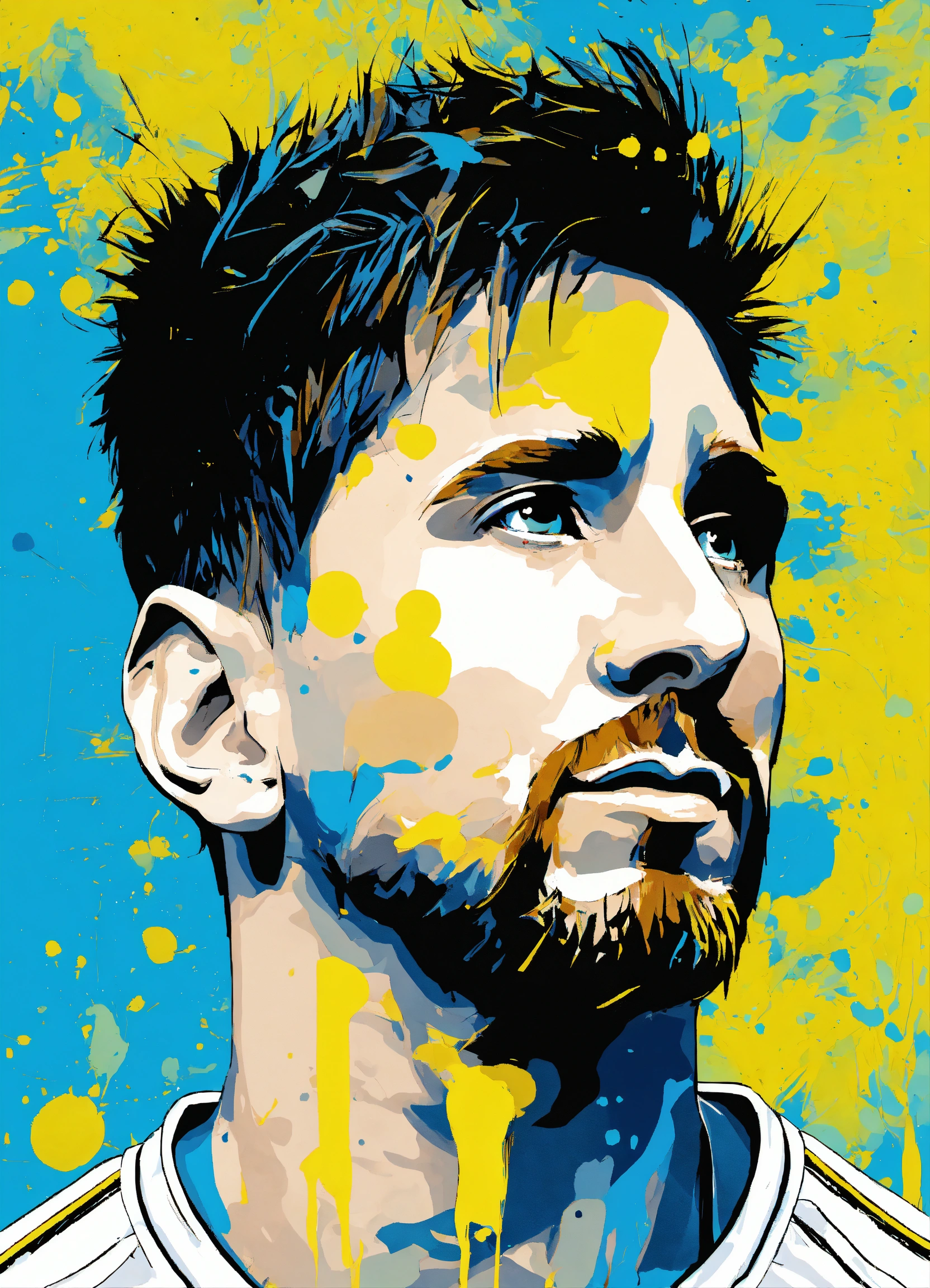 Lexica - Futuristic paint splatter of messi face , Basquiat-inspired ...