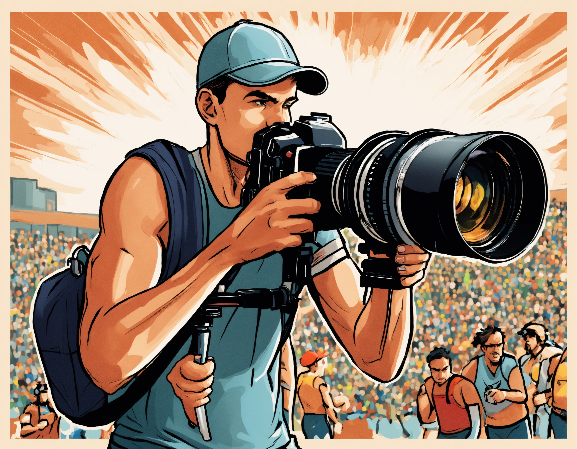 Lexica - Photographer with a giant telephoto lens, disproportionate ...