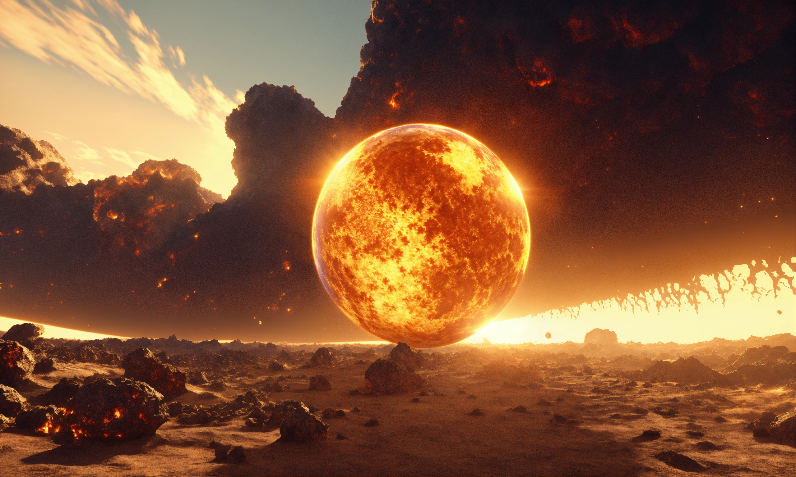 Lexica - Sun and earth going through cycles of creation and destruction, 4k, raytraced, surreal