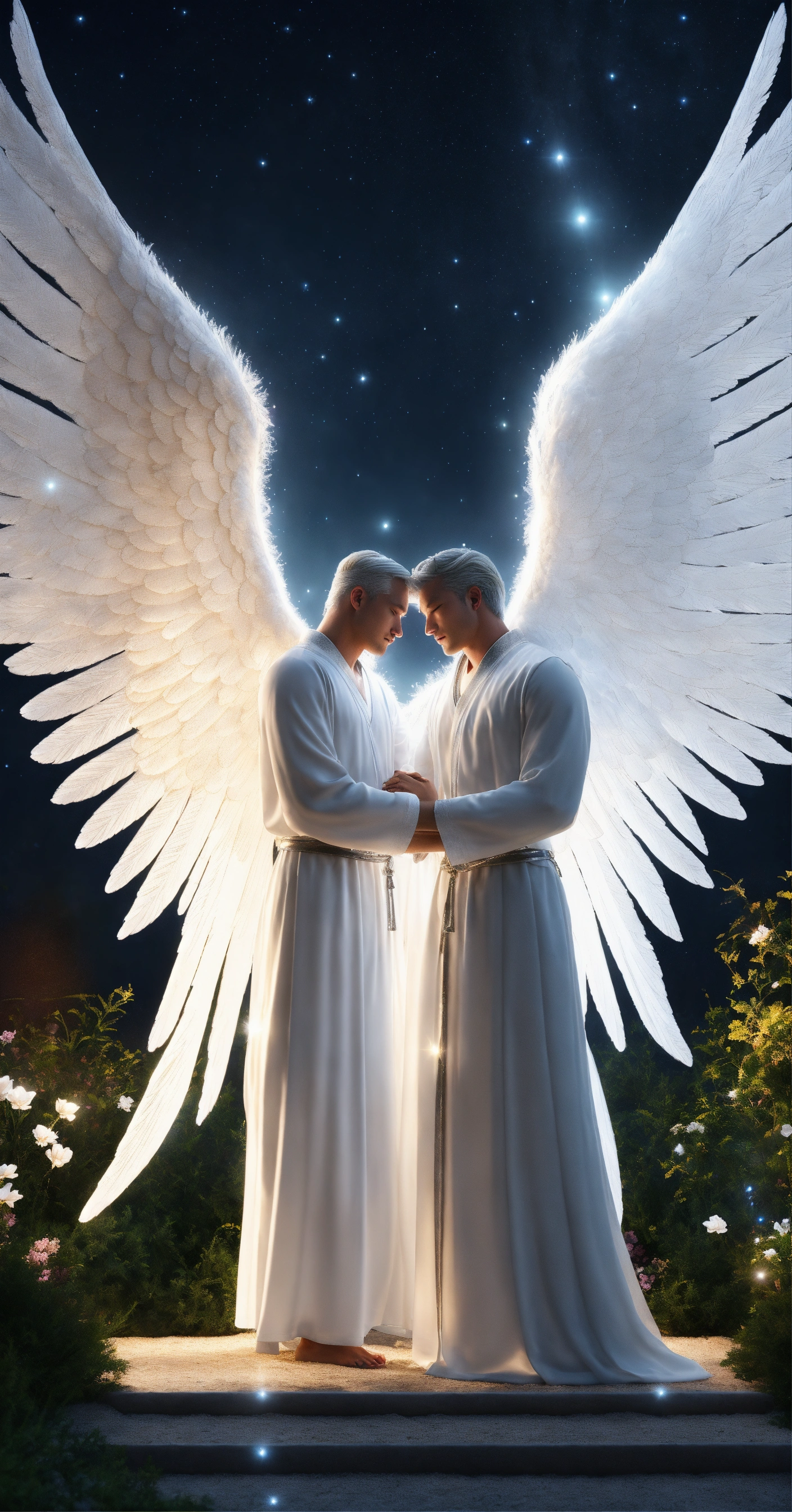 Lexica - 2 male guardian angels with detailed and luminous white angel ...