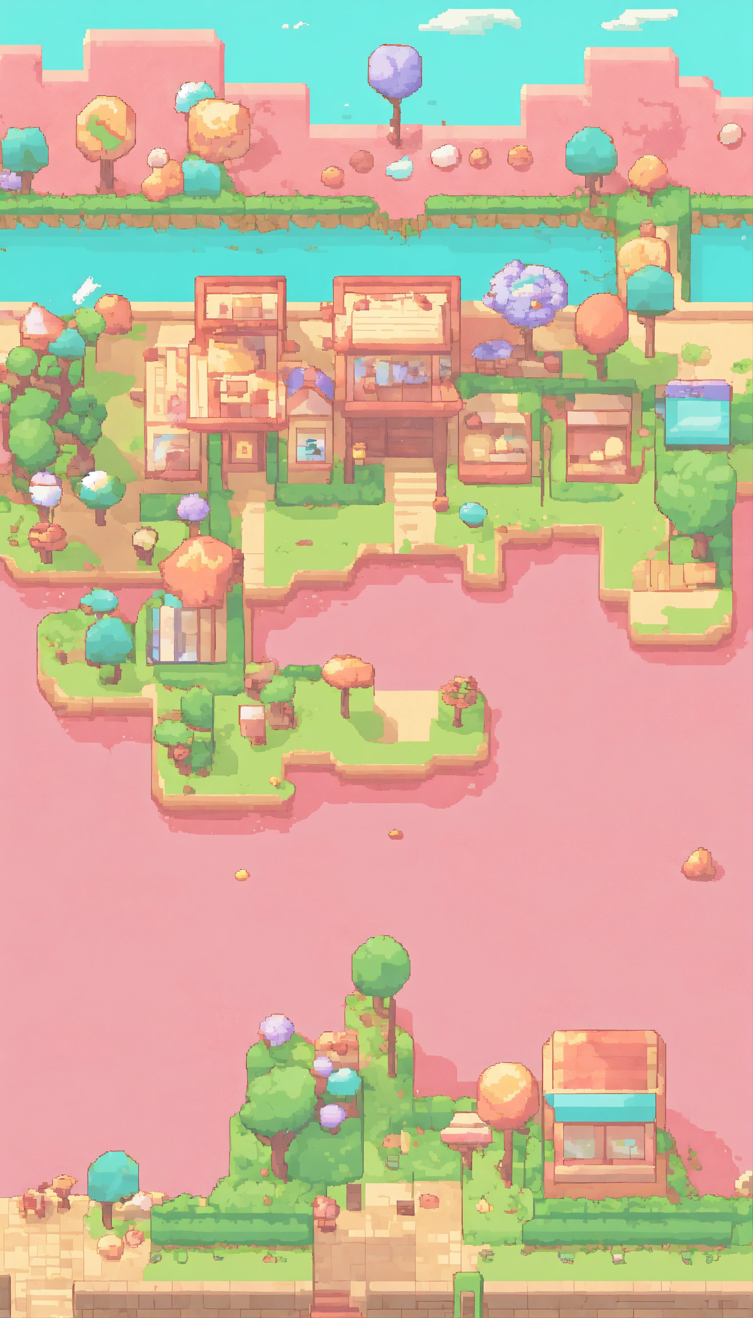 Lexica - Flat empty pastel overhead flat candy themed pixel sprite map.