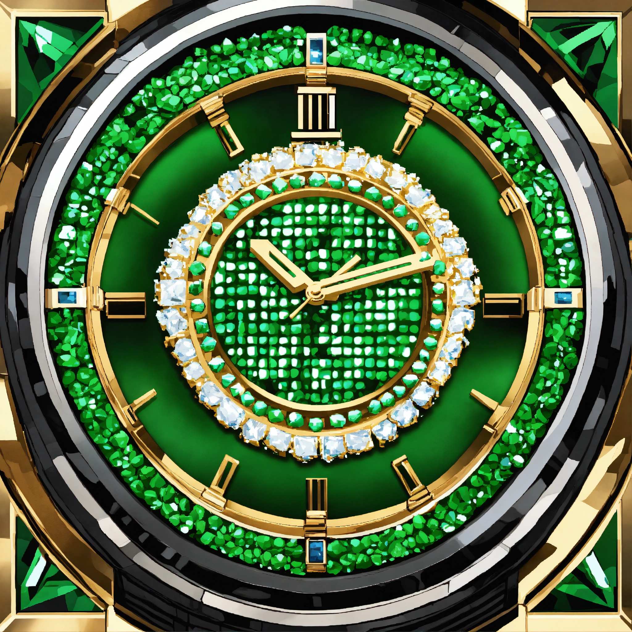 Lexica - Pixel art of an iced out emerald luxury watch with blank ...