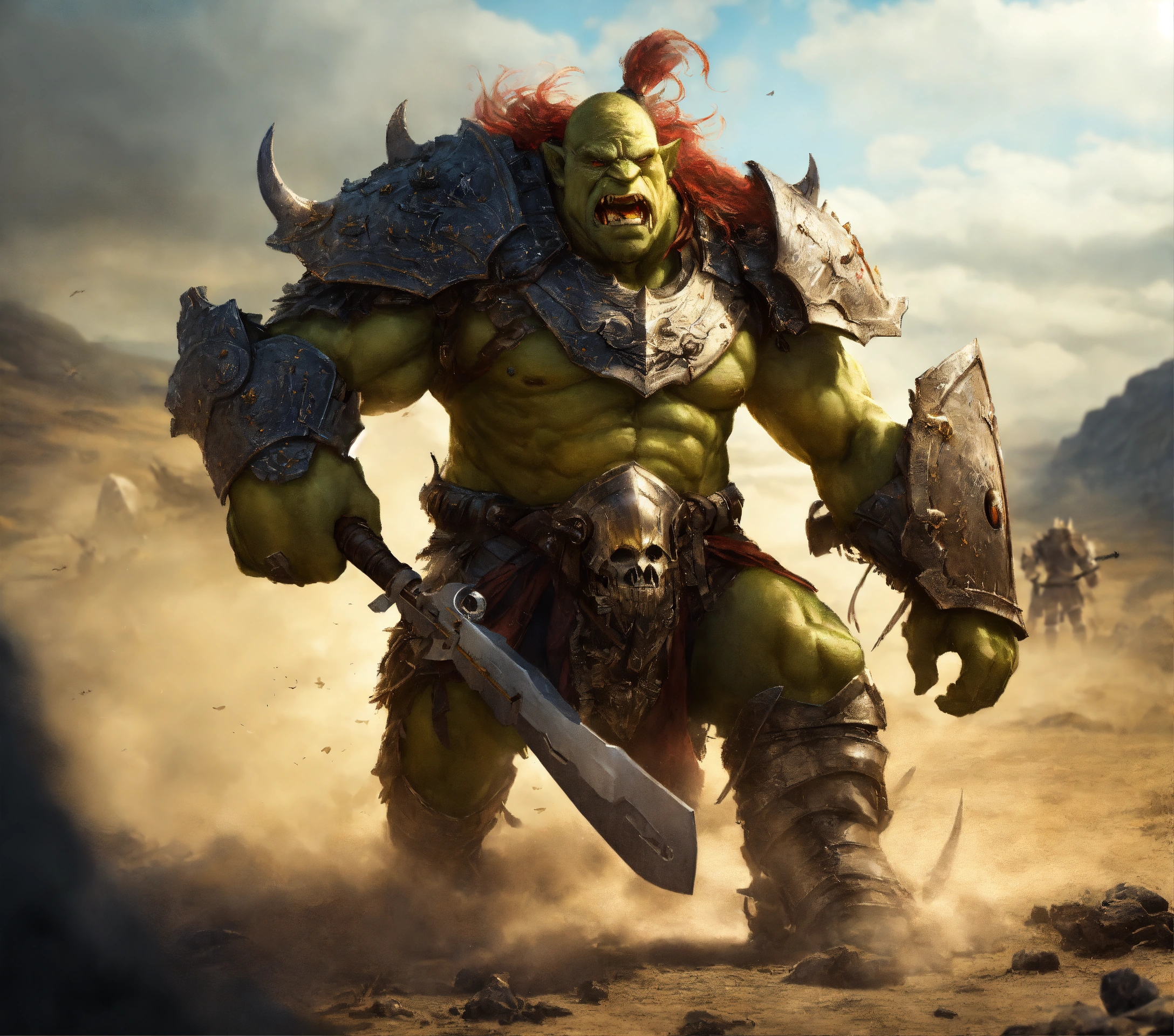 Lexica - Massiv ogre with armor made of bones, charging humans in a ...