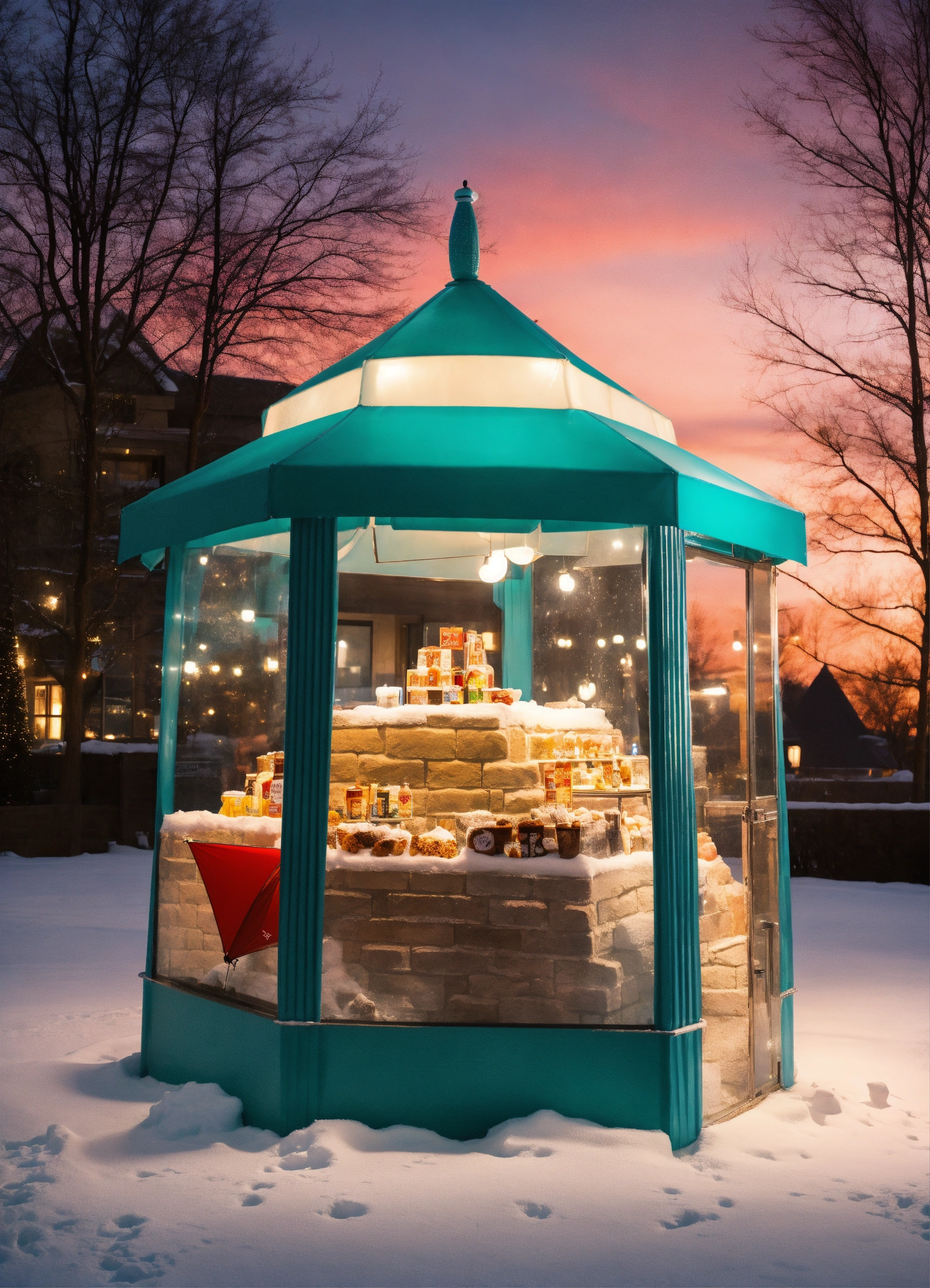 Lexica - Elegant teal glass igloo booth to sell smores outside a ...