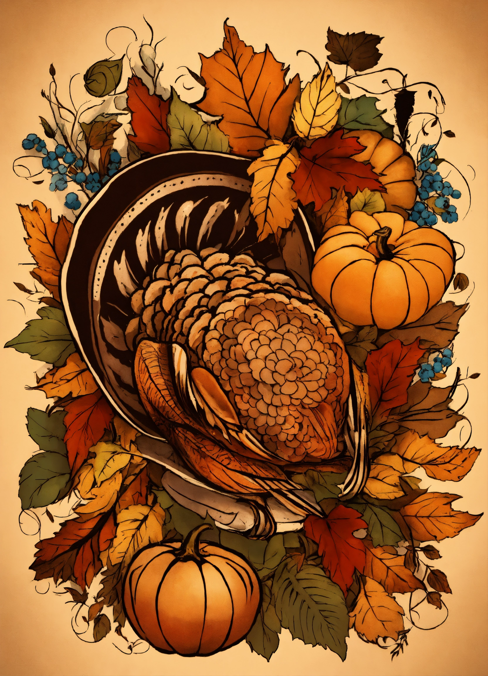 Lexica - Tattoo style image thanksgiving