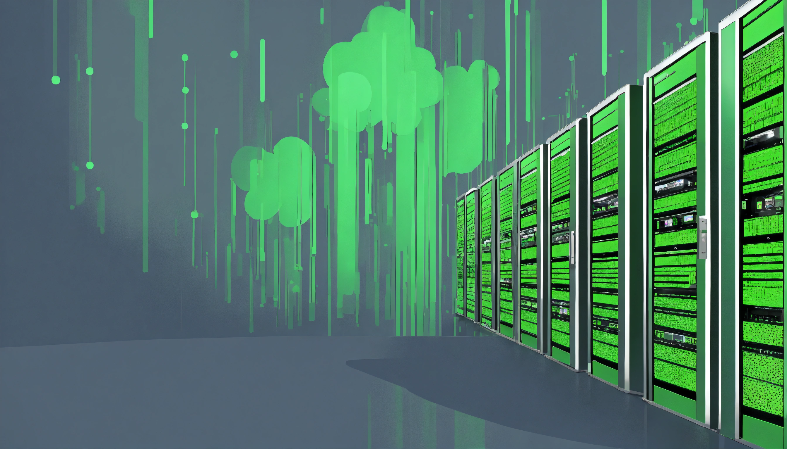 Lexica - IT pop style 2D poster datacenter network servers loading ...