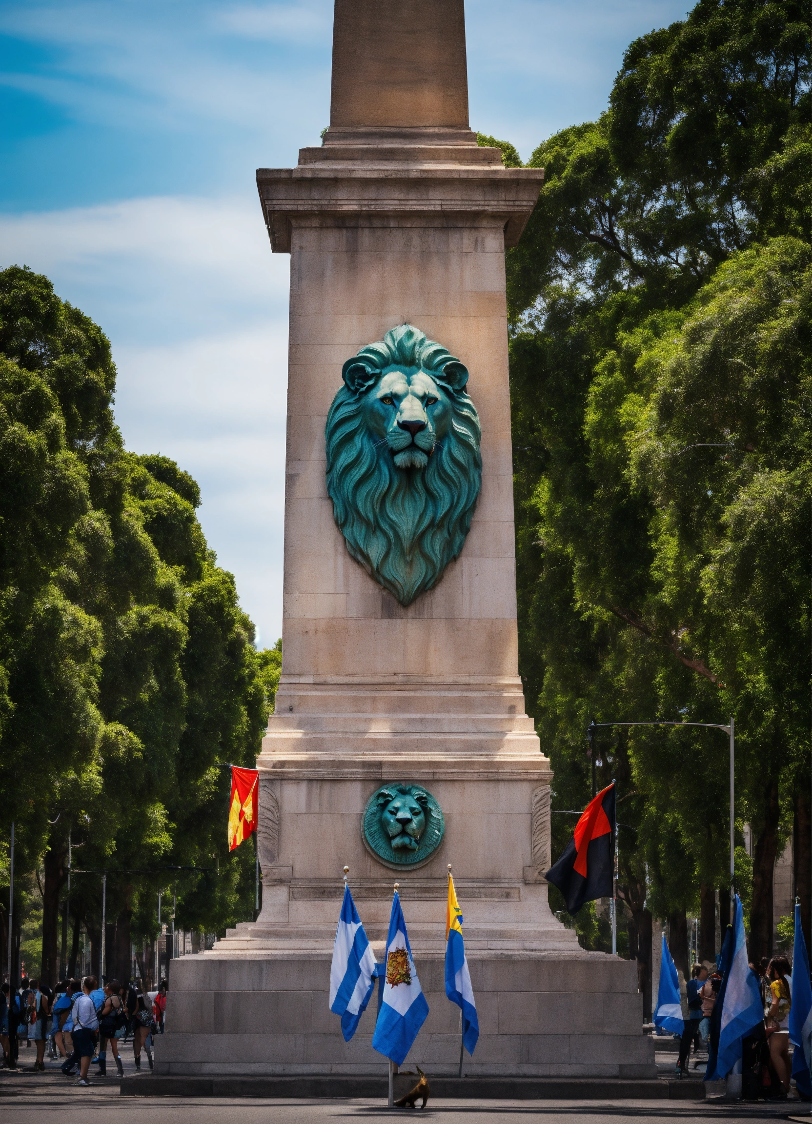 Lexica - Lion in the obelisco Buenos Aires with a argentinian flag