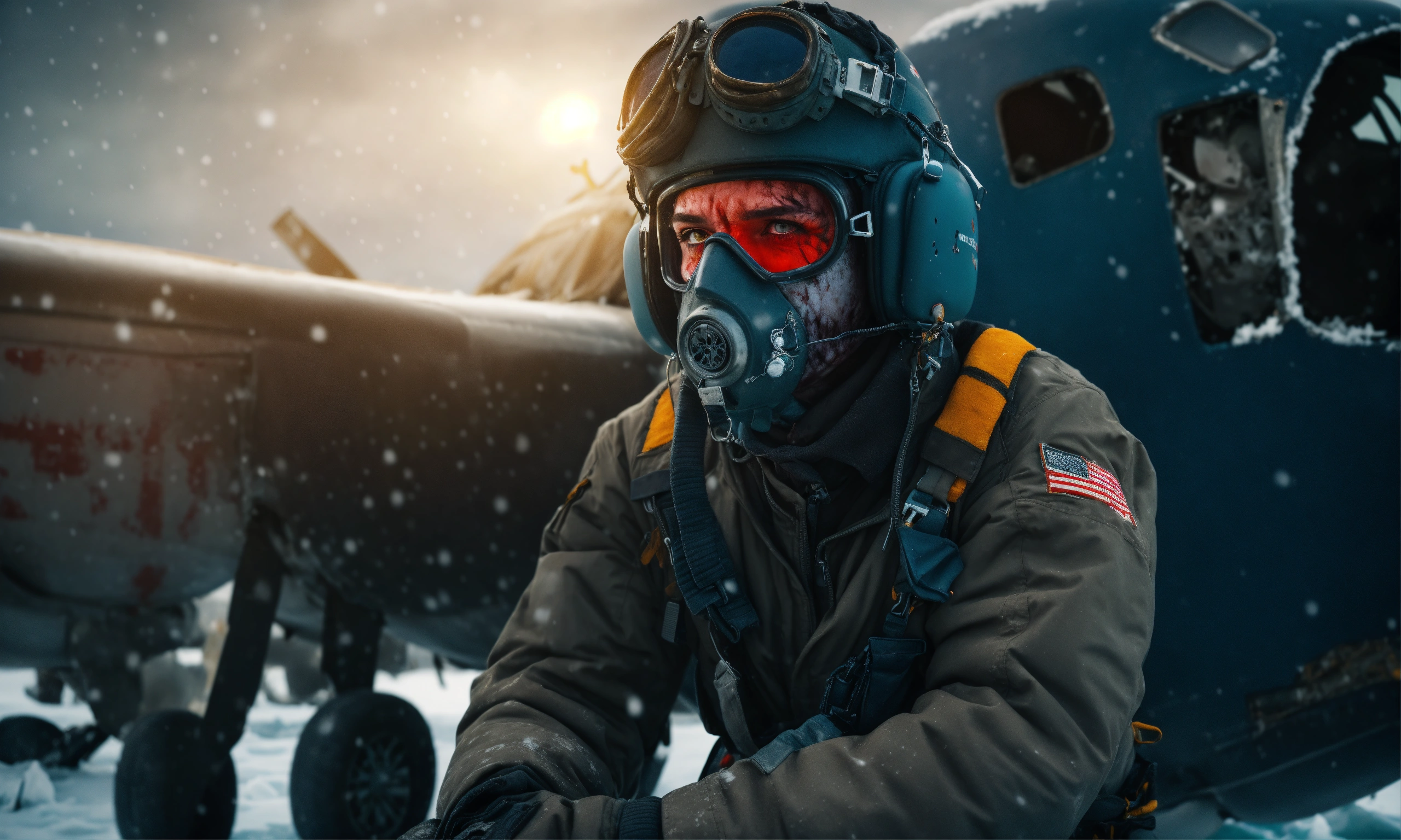 Lexica - Scary zombie-pilot sitting near crashed plane in Antarctica ...