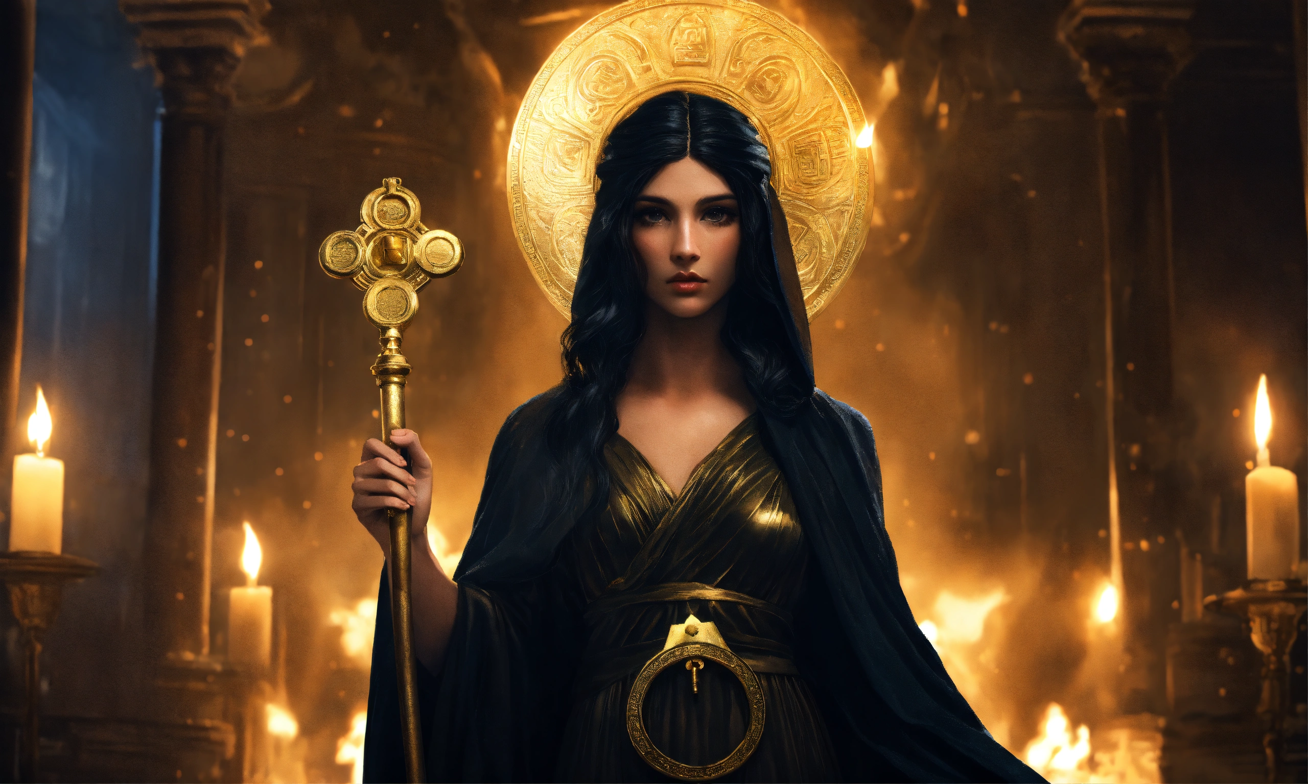 Lexica - Greek goddess Hecate, black hair, cloaked in a flowing black ...