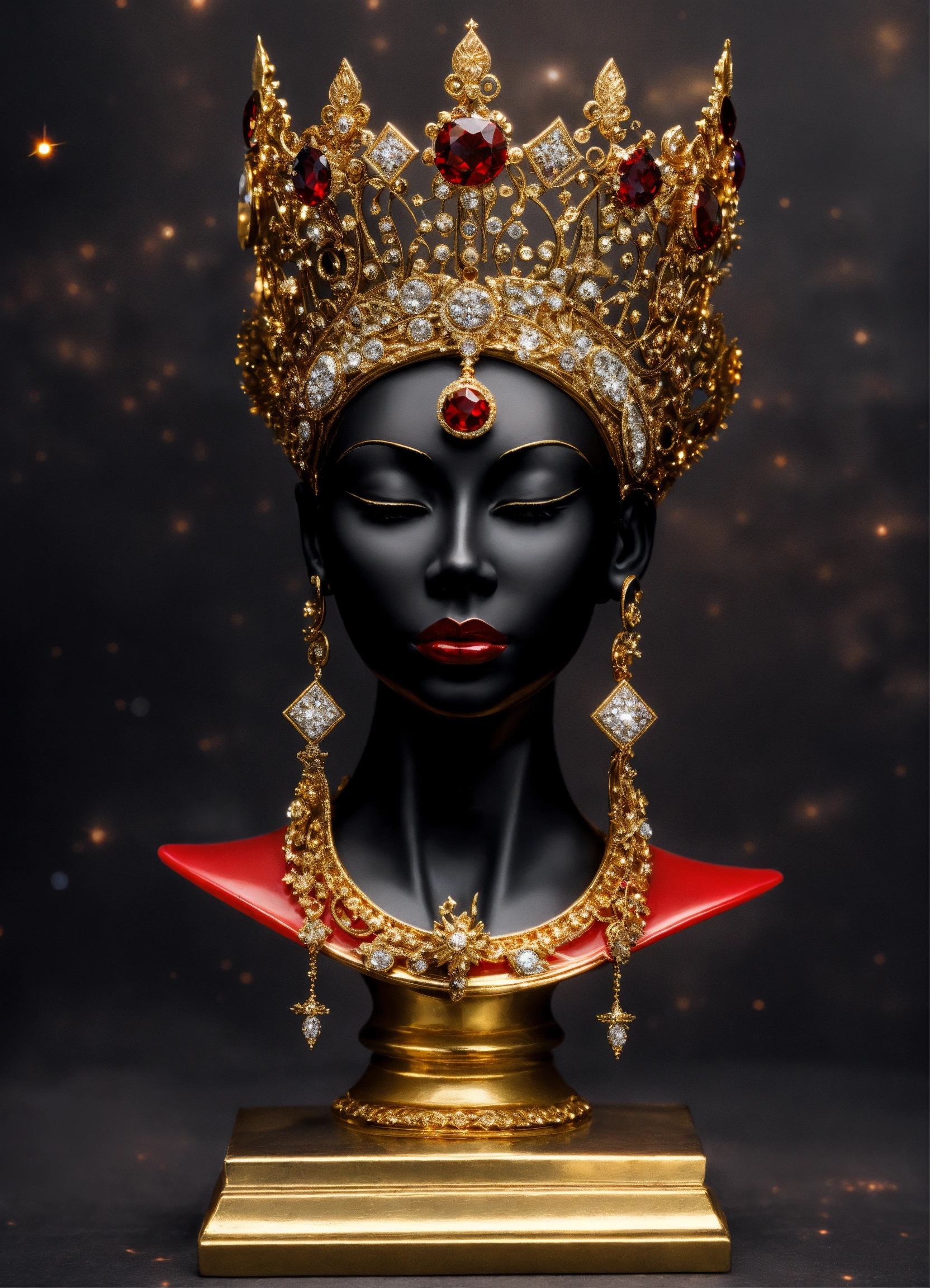 Lexica - Minimalism. Black Solar Queen with long oversized red flowing ...