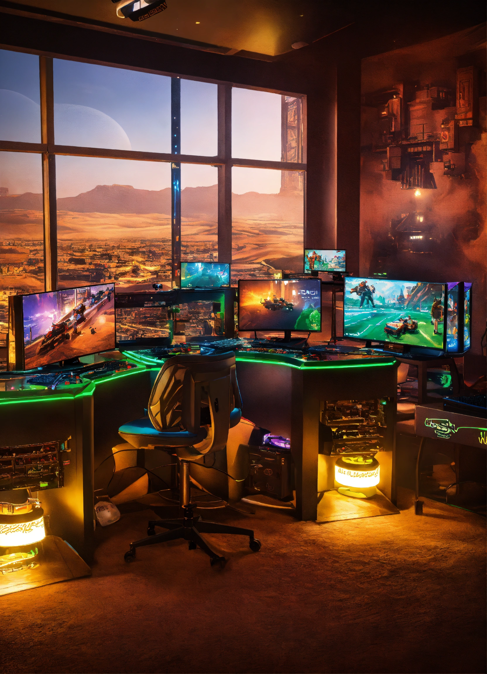 Lexica - Create an image of the main gaming area, showcasing rows of ...