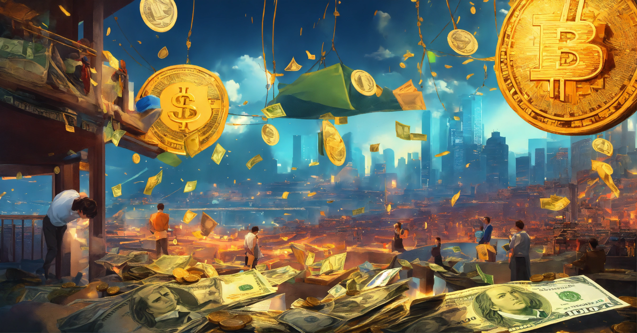 Lexica - Depict a dynamic currency exchange scene with various ...