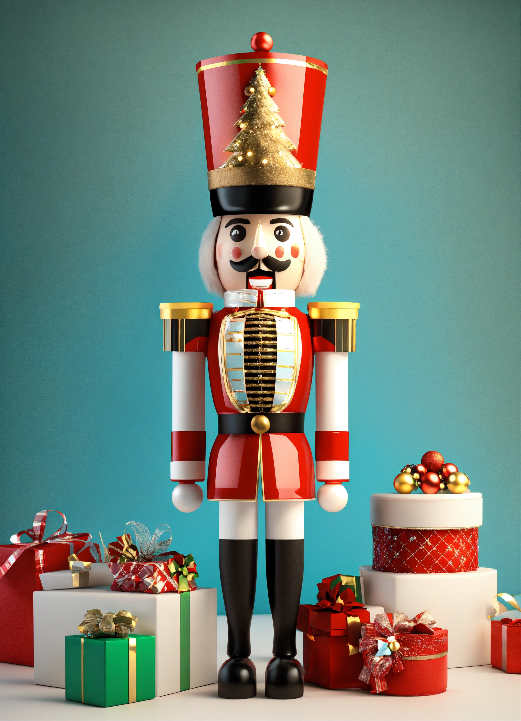 Lexica - Fun christmas nutcracker, full body front, 3d rendering