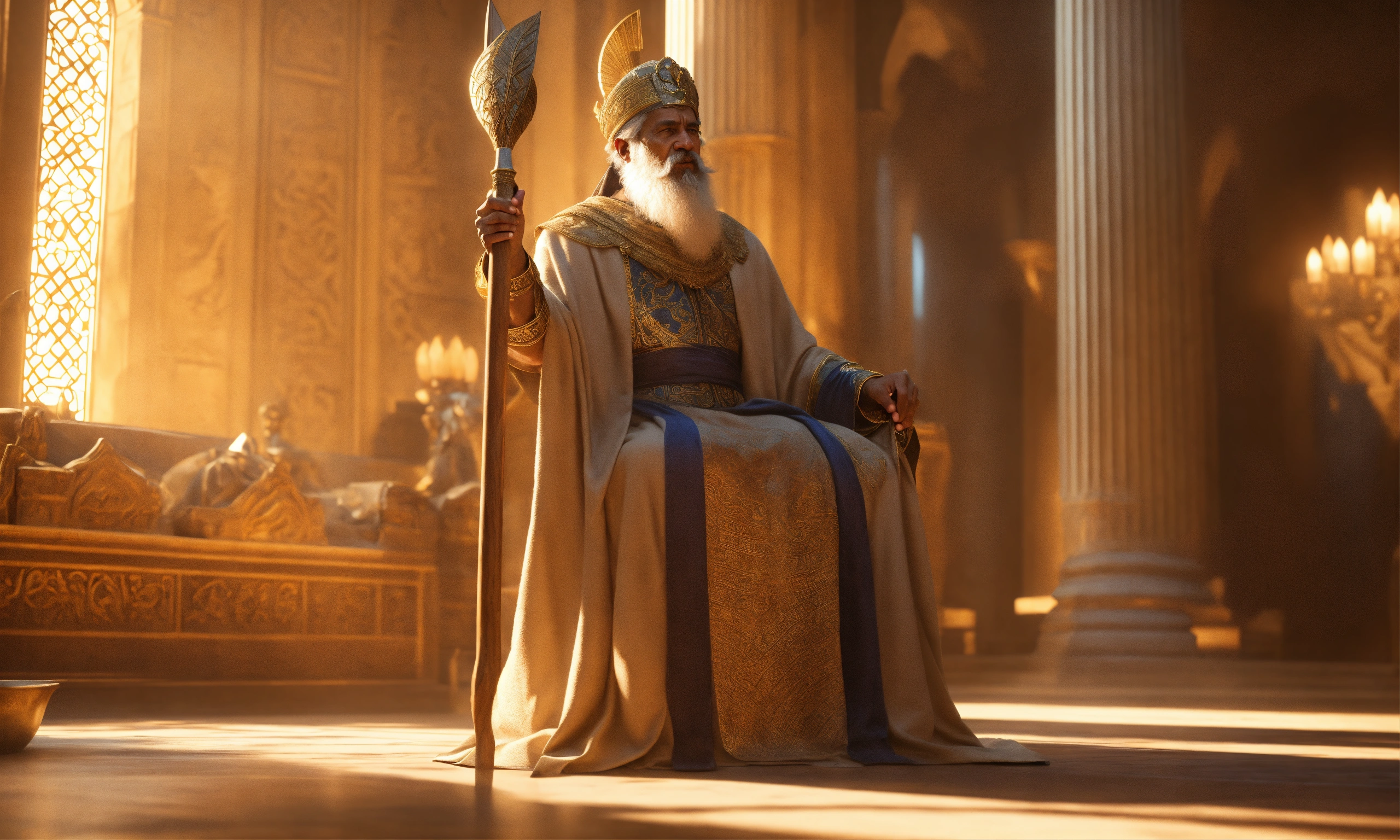 Lexica - Old Moses with his wooden staff, Hebrew robes, speaking in ...