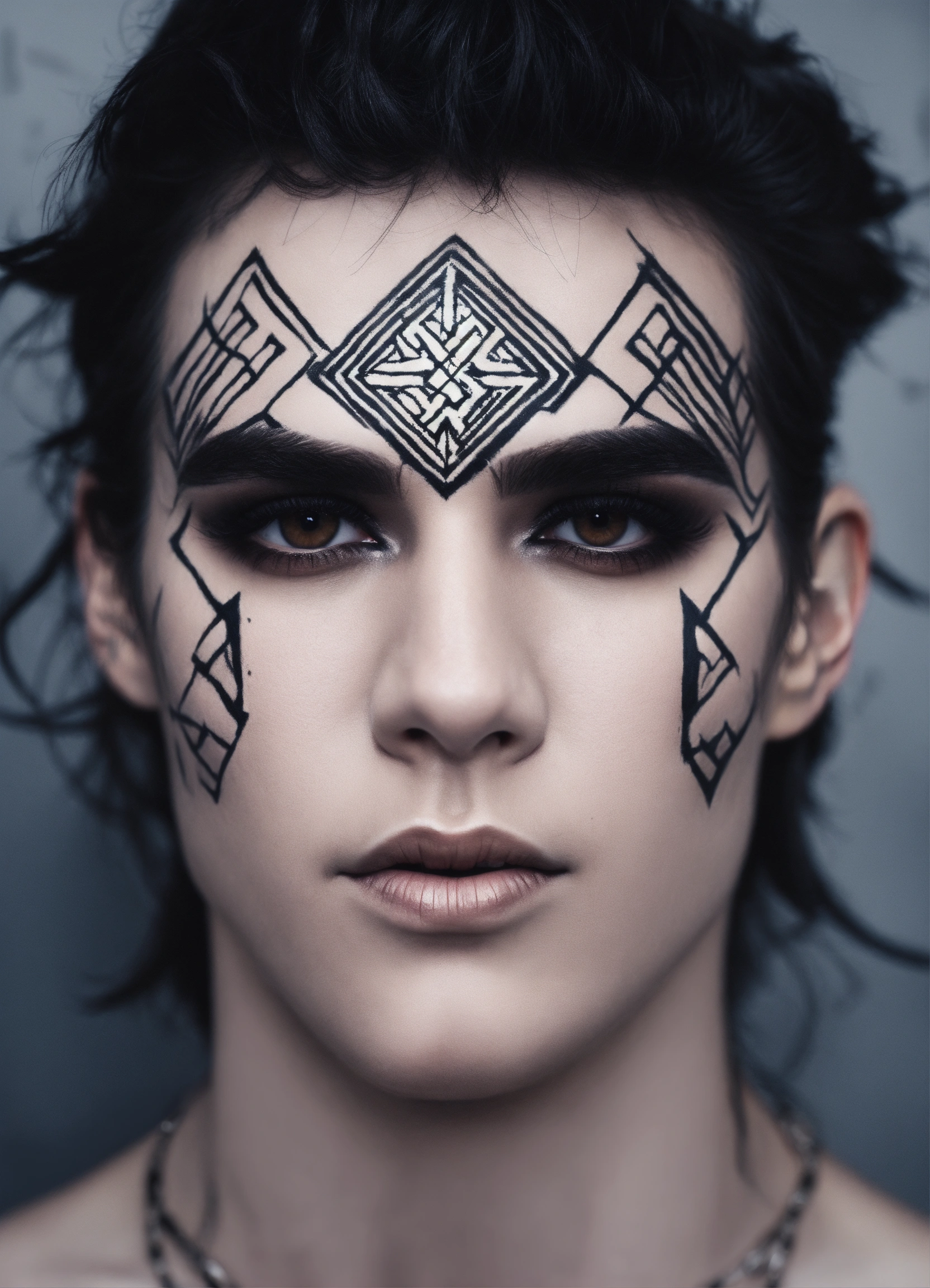 Lexica - Minimal White demonic runes makeup face male