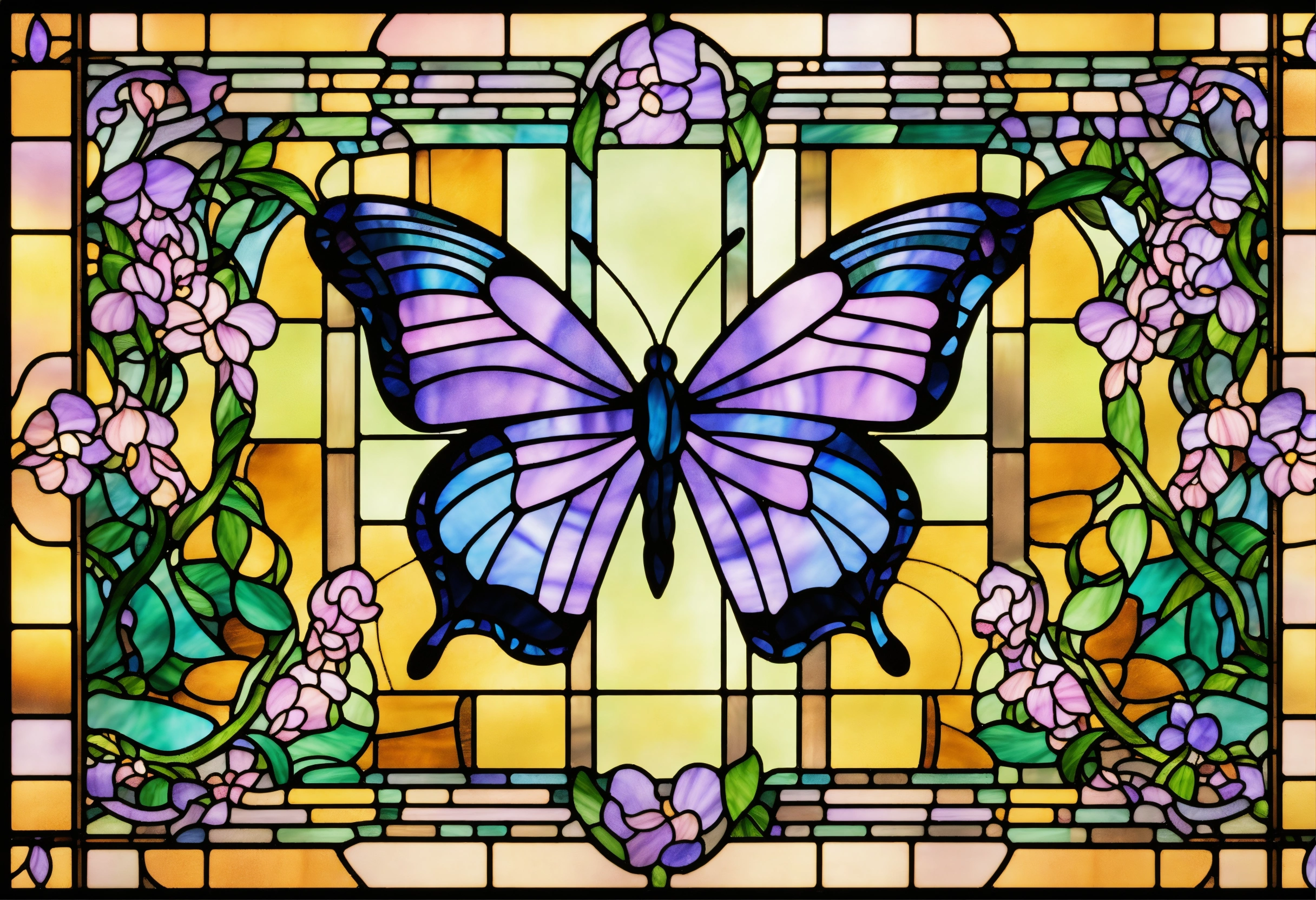Lexica - Simple psychedelic stained glass window in art nouveau style ...