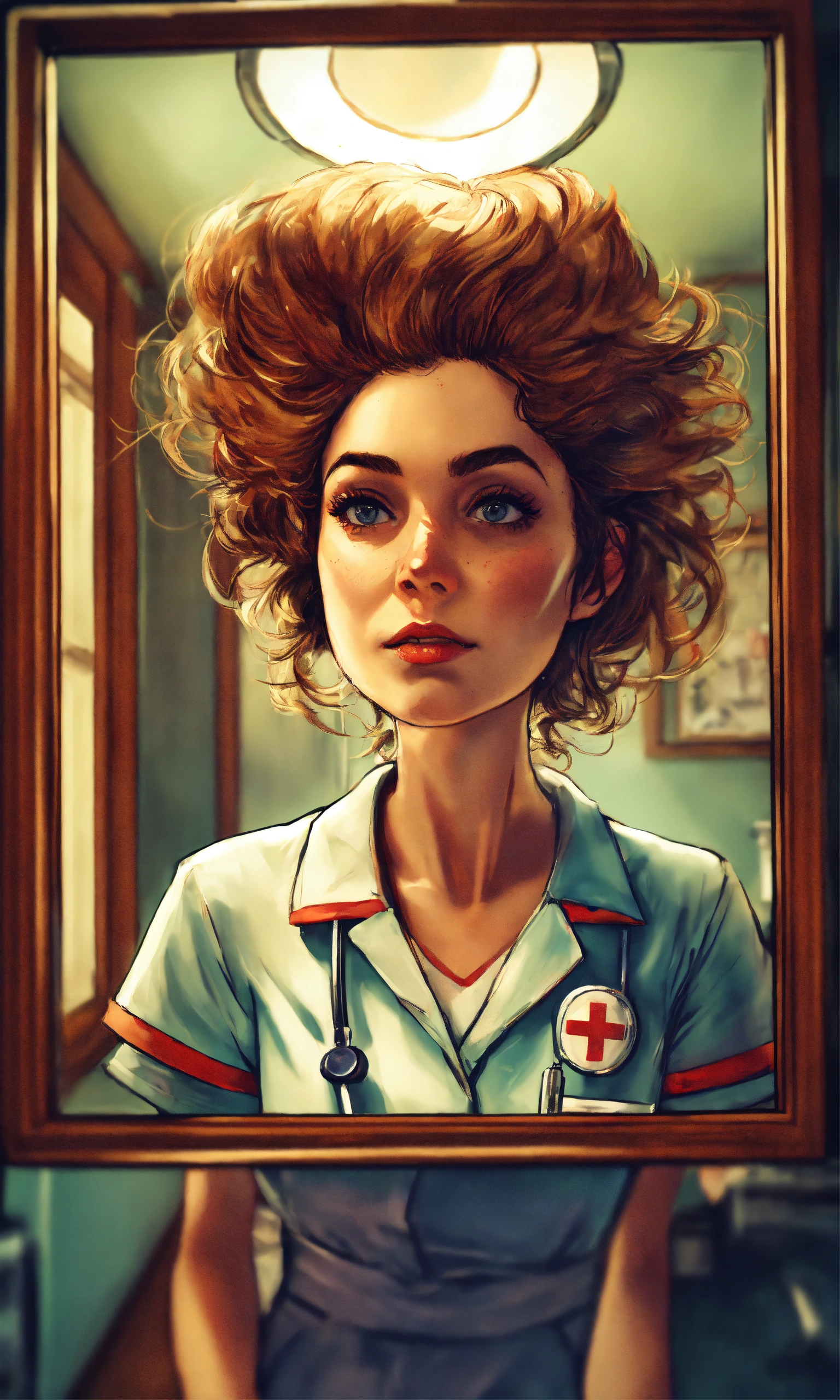 Lexica Nurse Looking Herself In Mirror Wearing Nursedress Messy