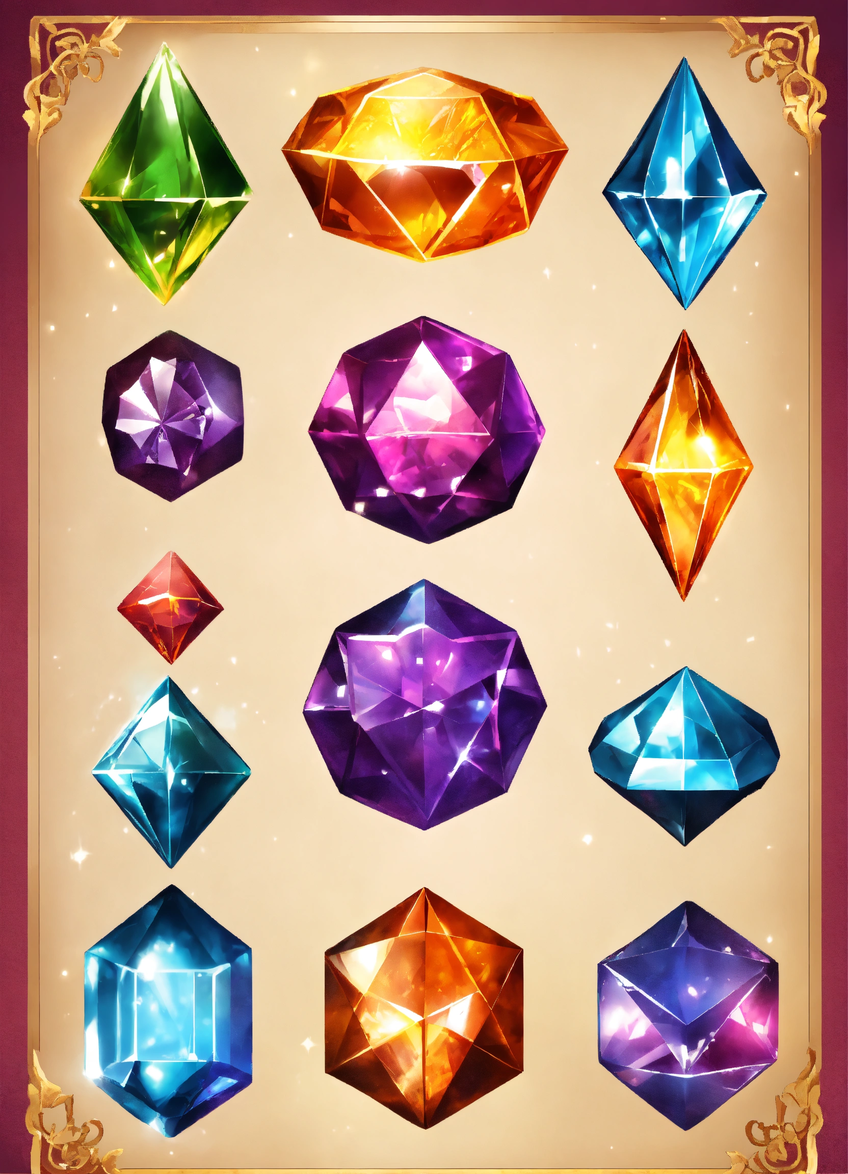 Lexica - Design template sheet , various magic gems , crystals and ...