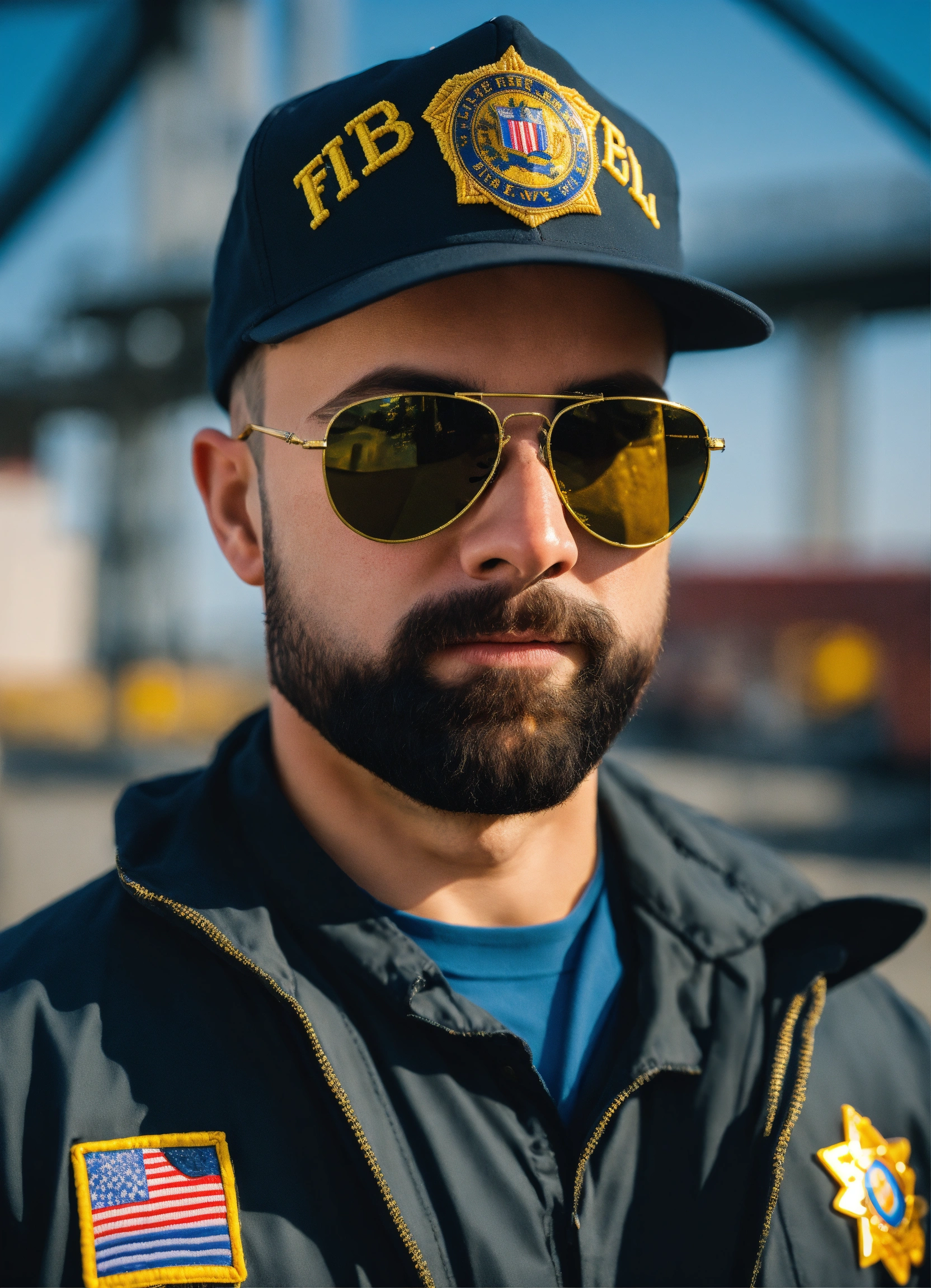 Lexica - Fbi agent with a close patchy shaved beard wearing and fbi hat ...