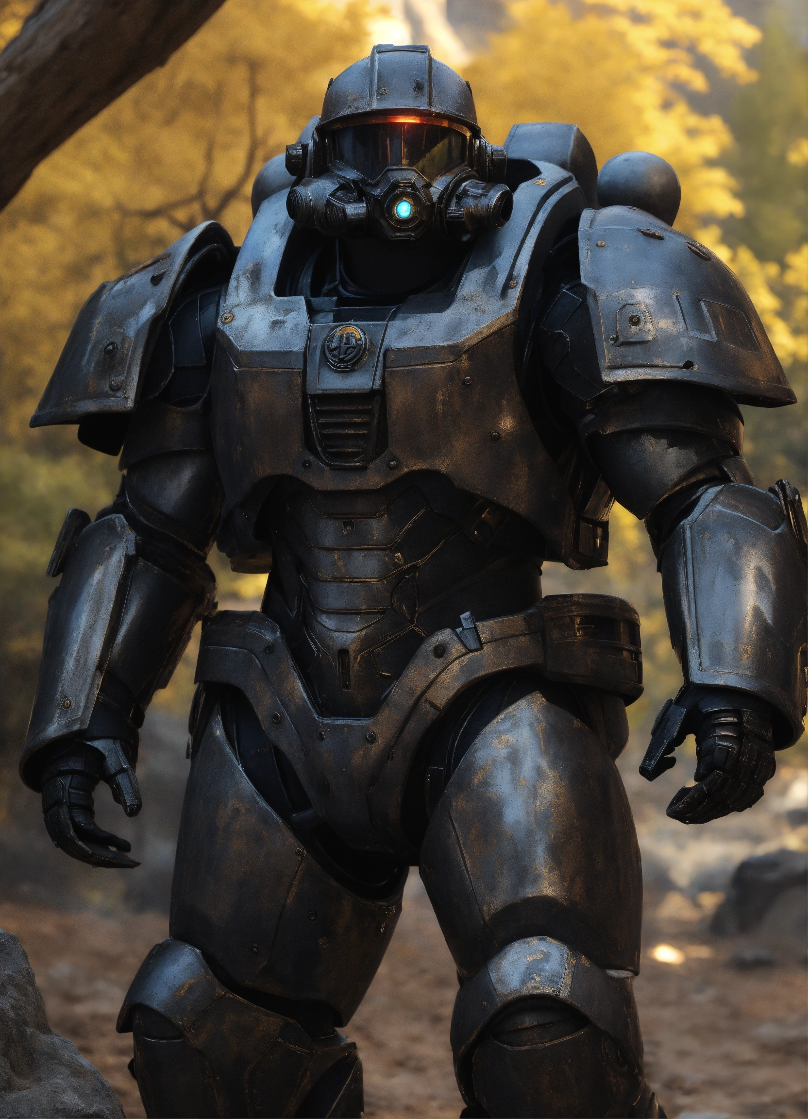 Lexica - Obsidian skinny power armor, realistic.