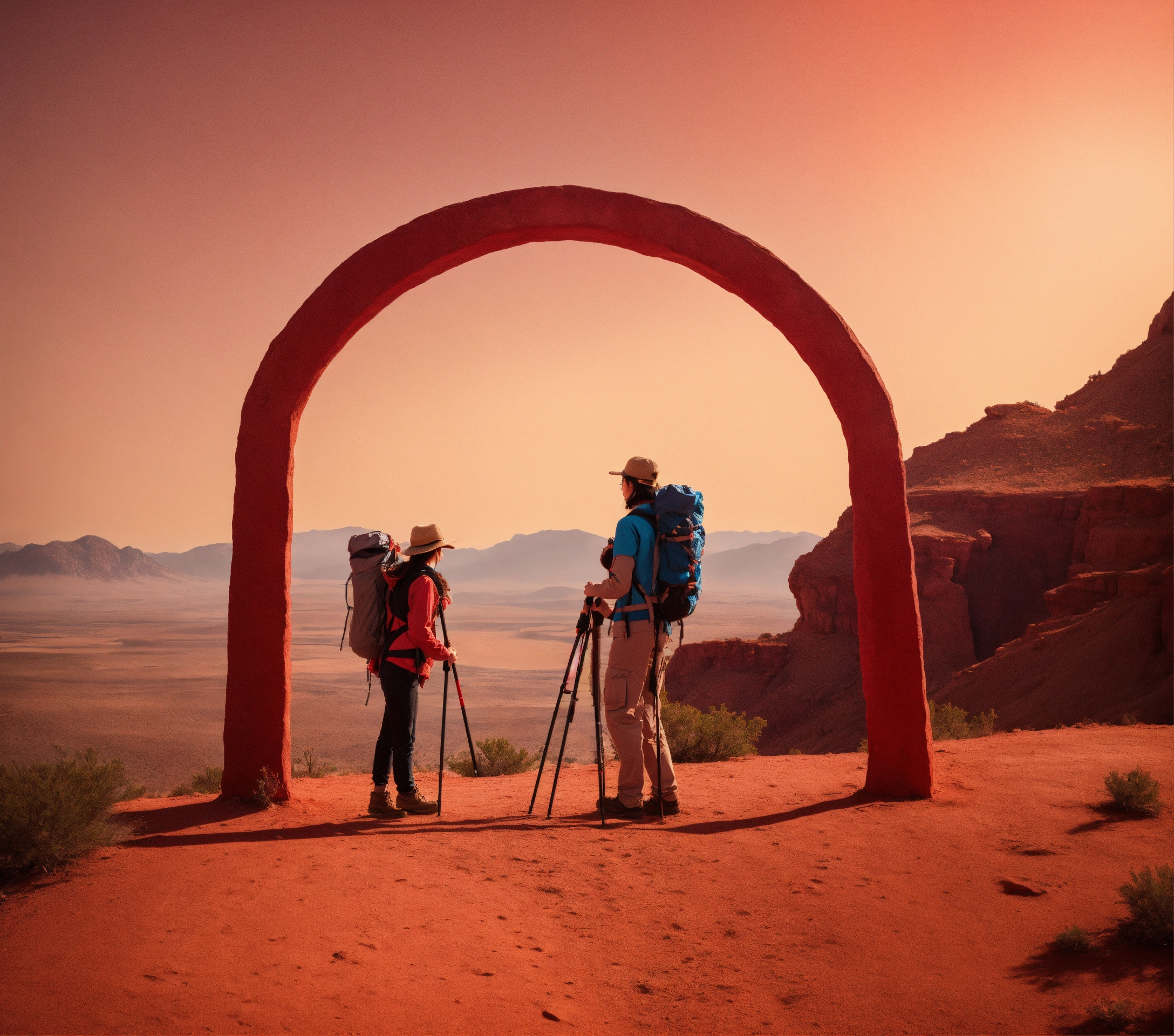 Lexica - Two diagonal intersecting hiking stick in front of a red ...