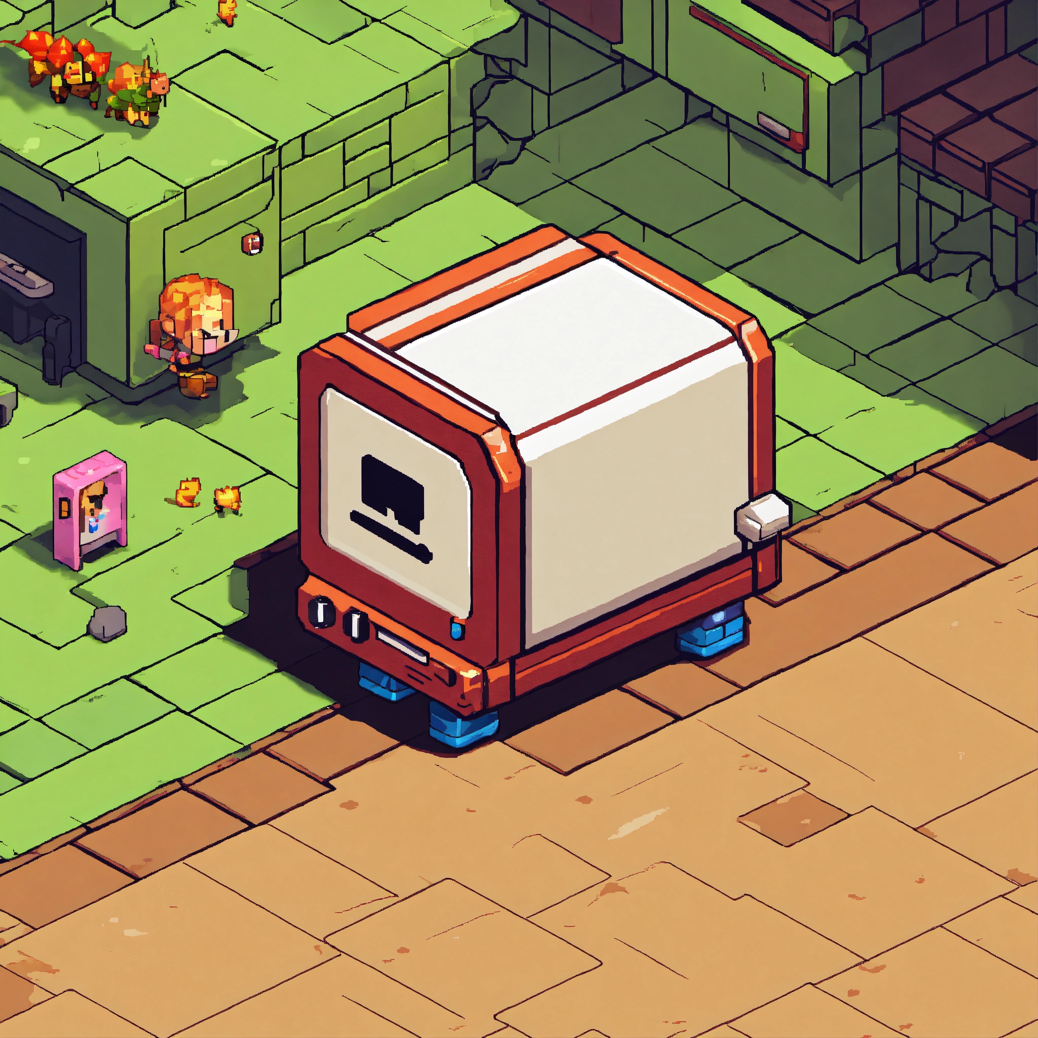 Lexica - Walking animation for a smiling toaster enemy. isometric ...