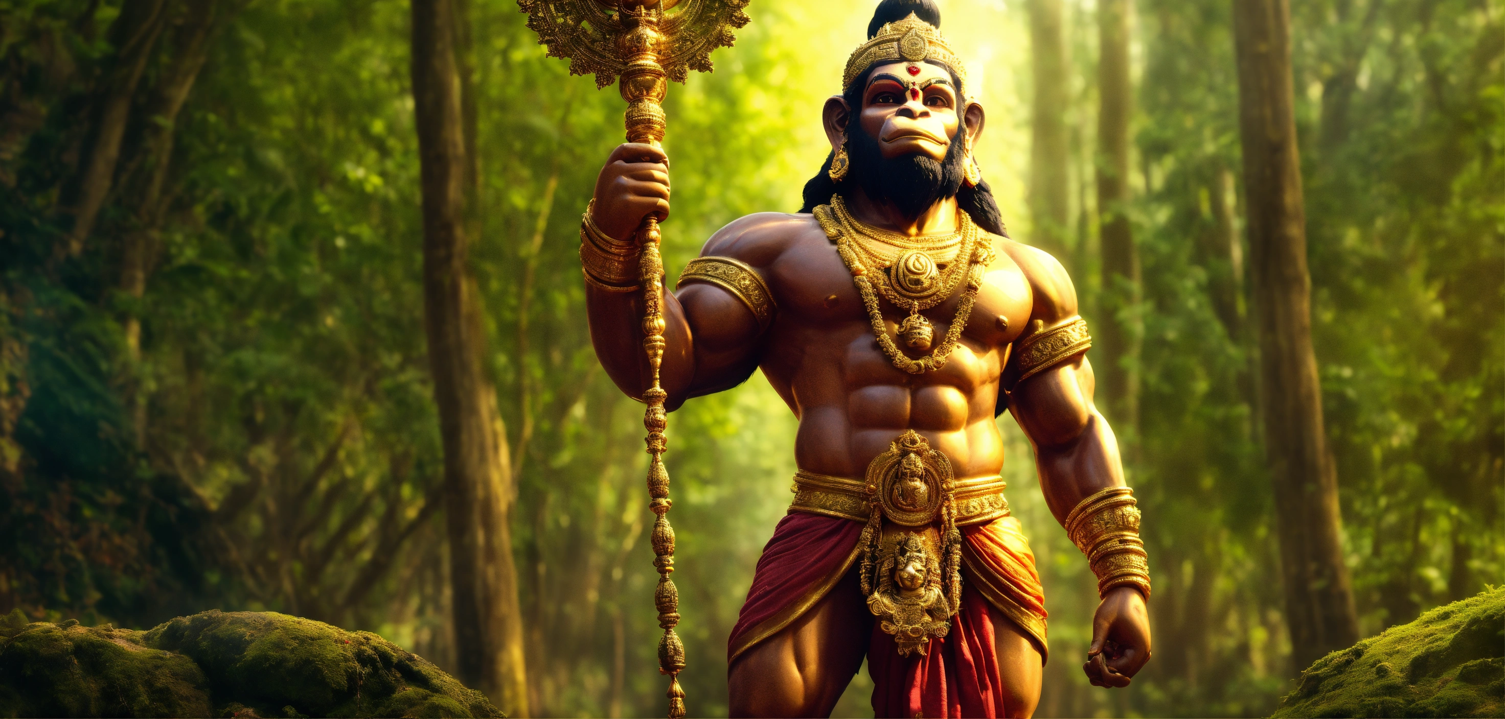 Lexica - A hindu god named hanuman, with strong body and gold to his ...