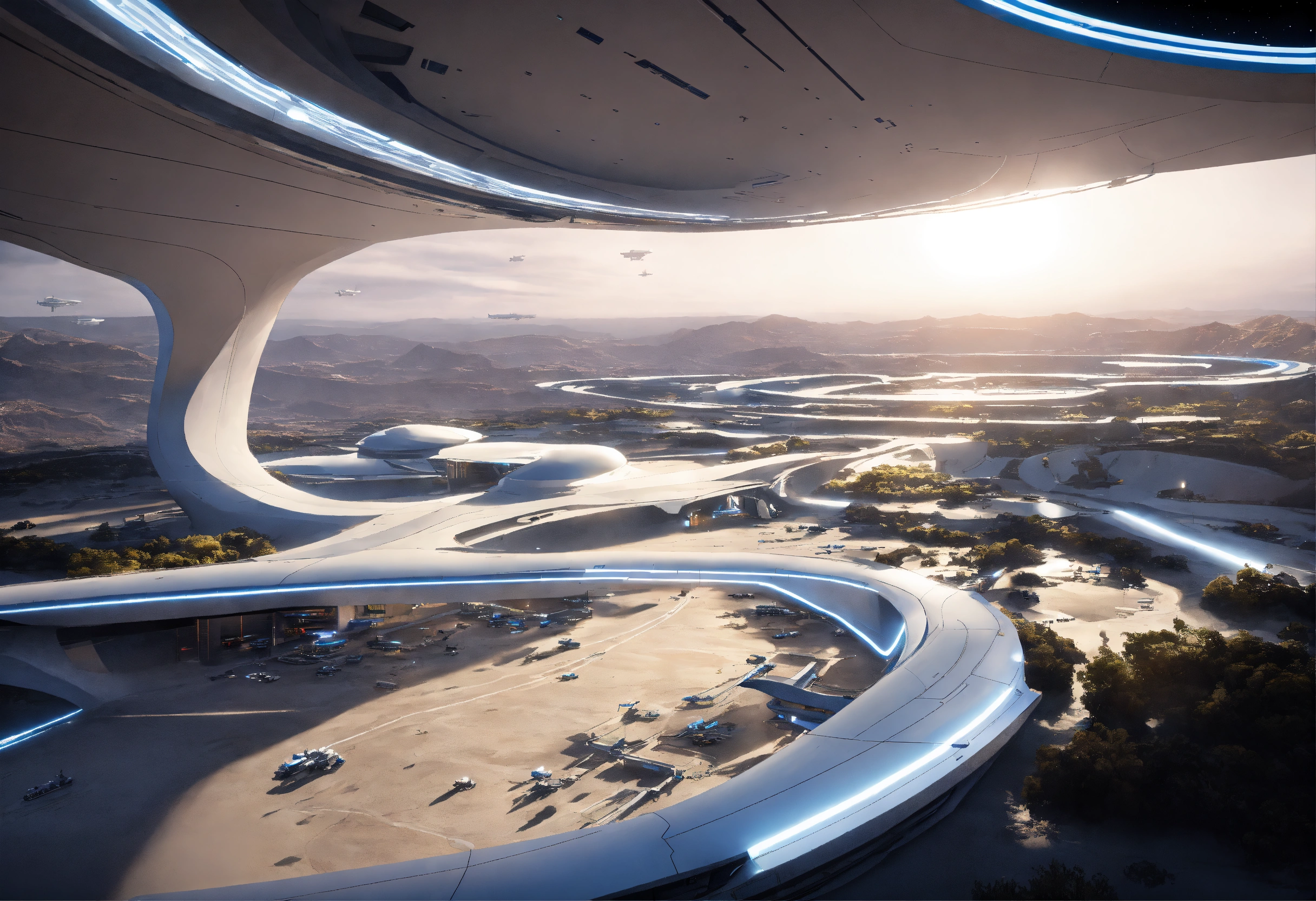 Lexica - Incredible white spaceport orbiting in space, zaha hadid ...