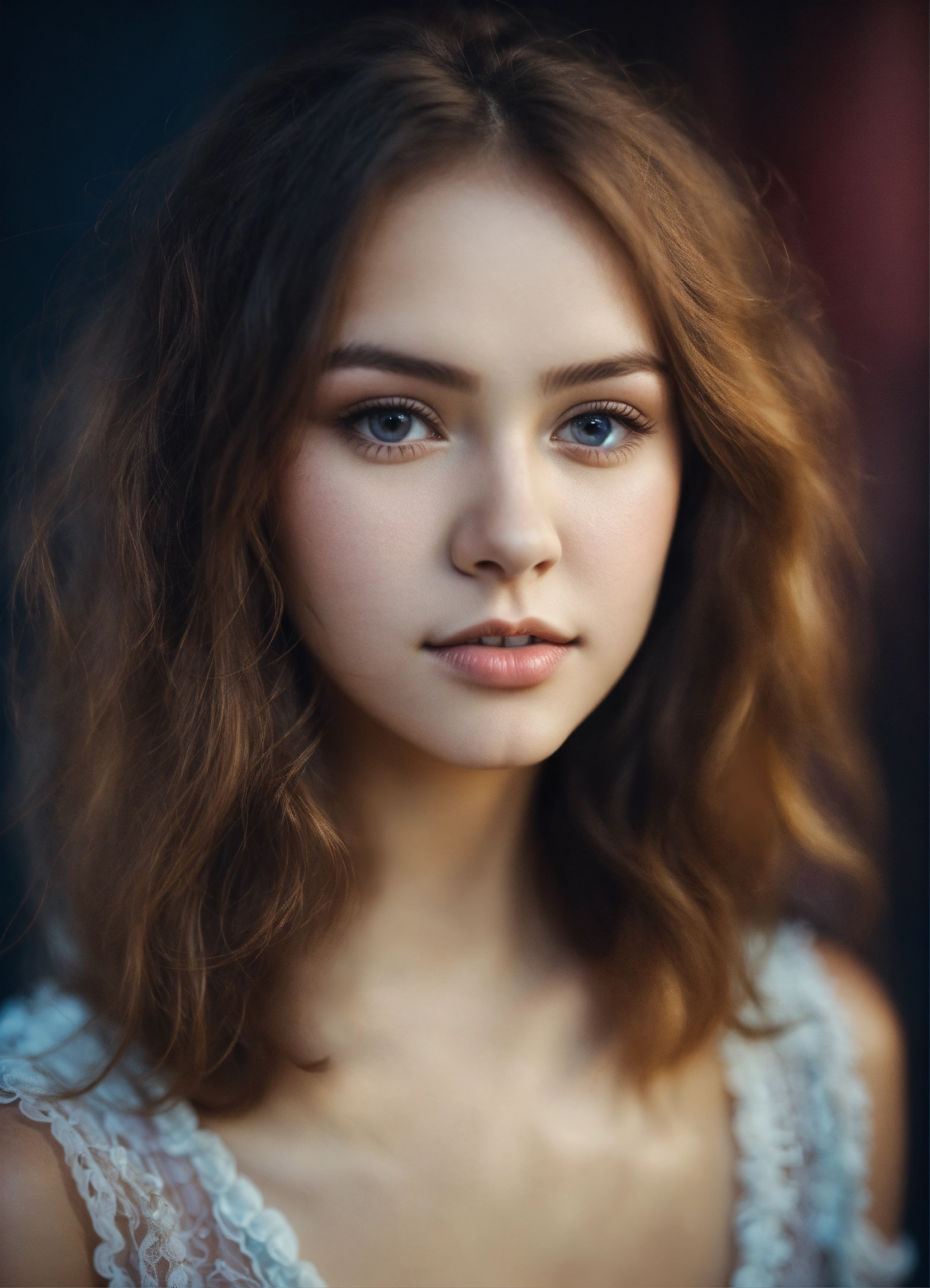 Lexica - A very beautiful feminine innocent girl is looking into camera ...