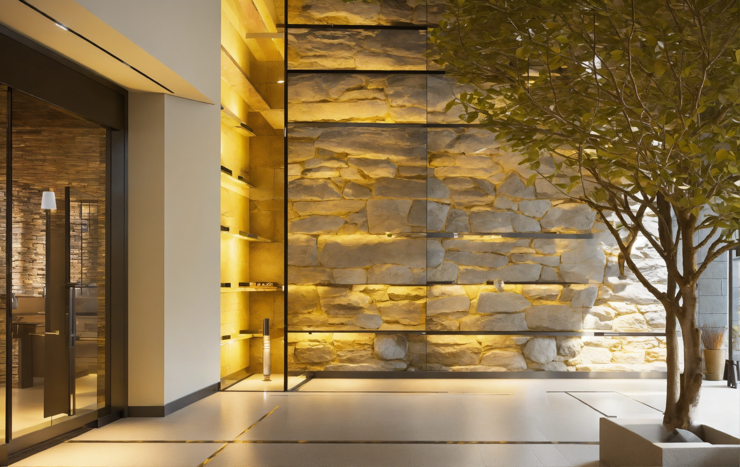 Lexica - Airport corridor, one side of the corridor full height glass ...