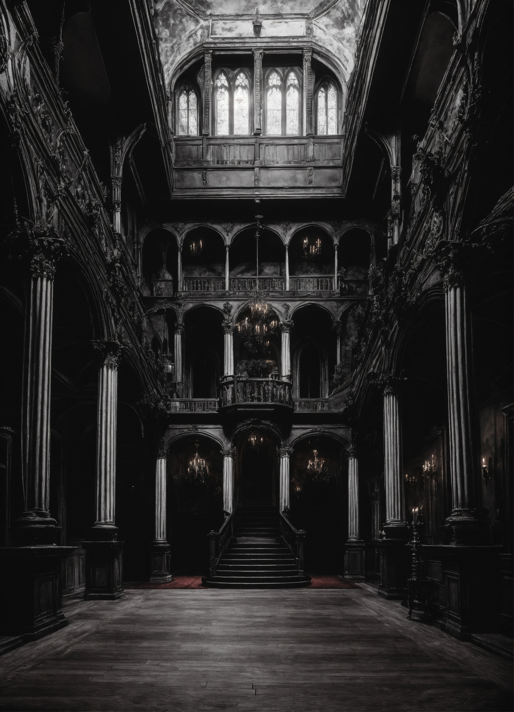 Lexica - A black and white dark vampire manor hall